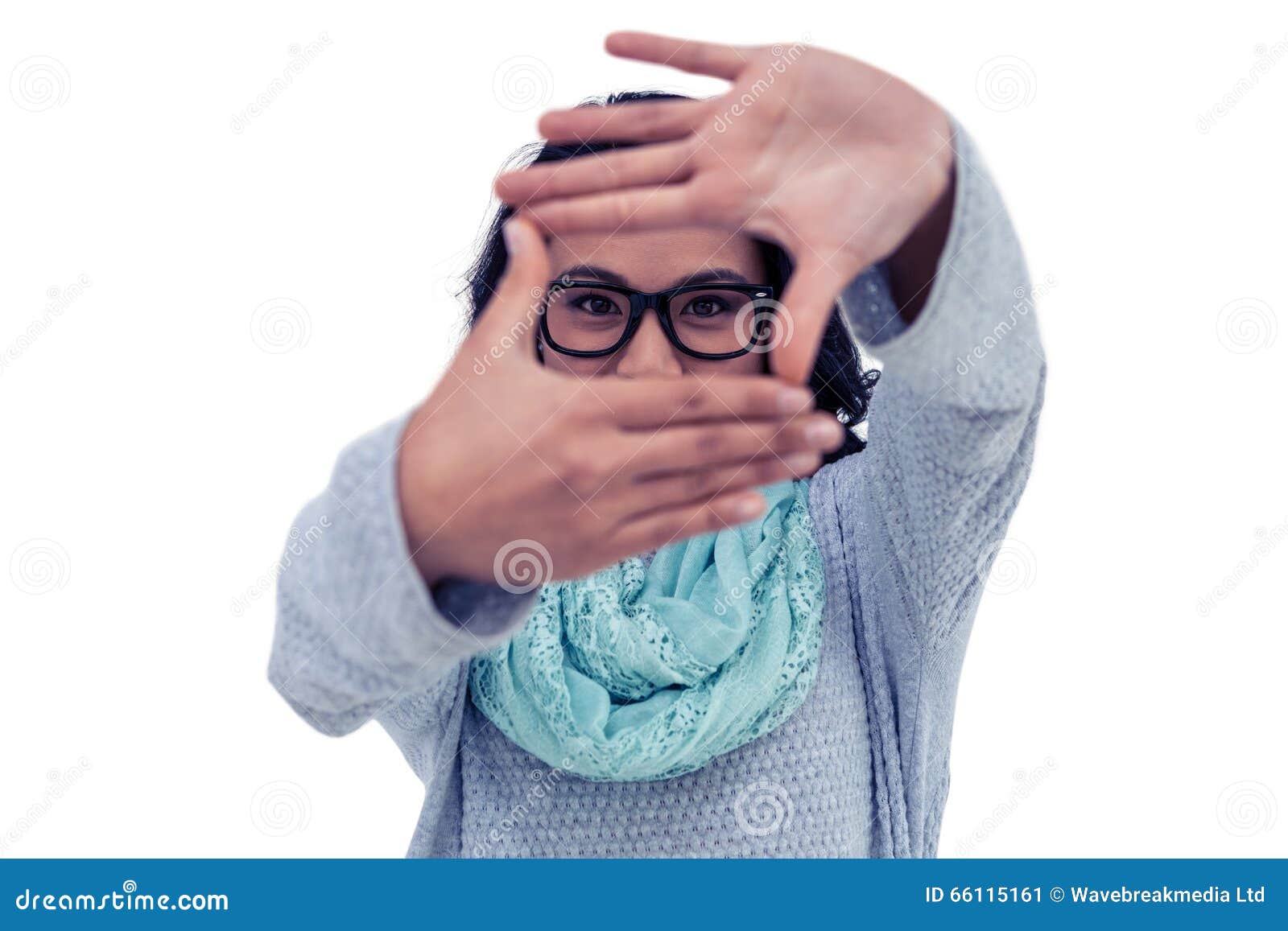 Asian Woman Making Square with Hands Stock Image - Image of away ...