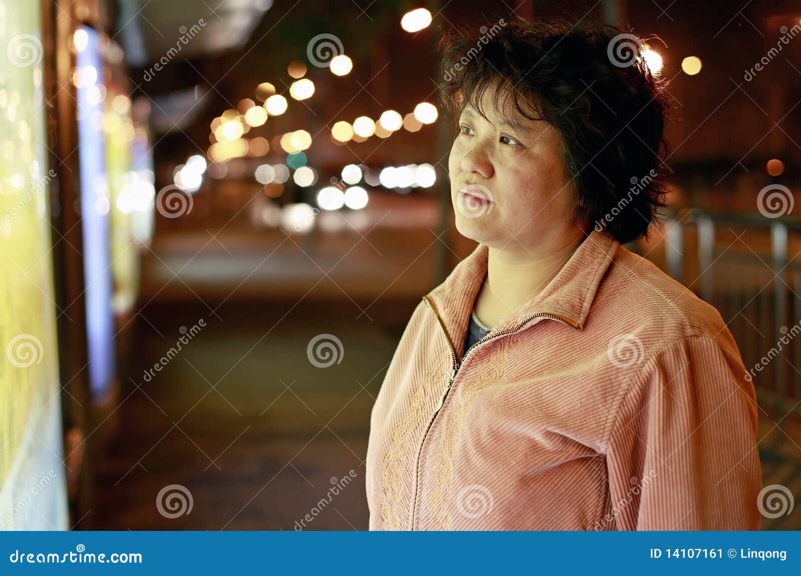 Asian woman at night stock image. Image of expressing - 14107161