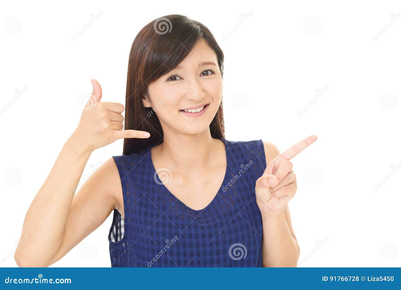 Asian woman pointing stock photo. Image of japan, attractive - 91766728