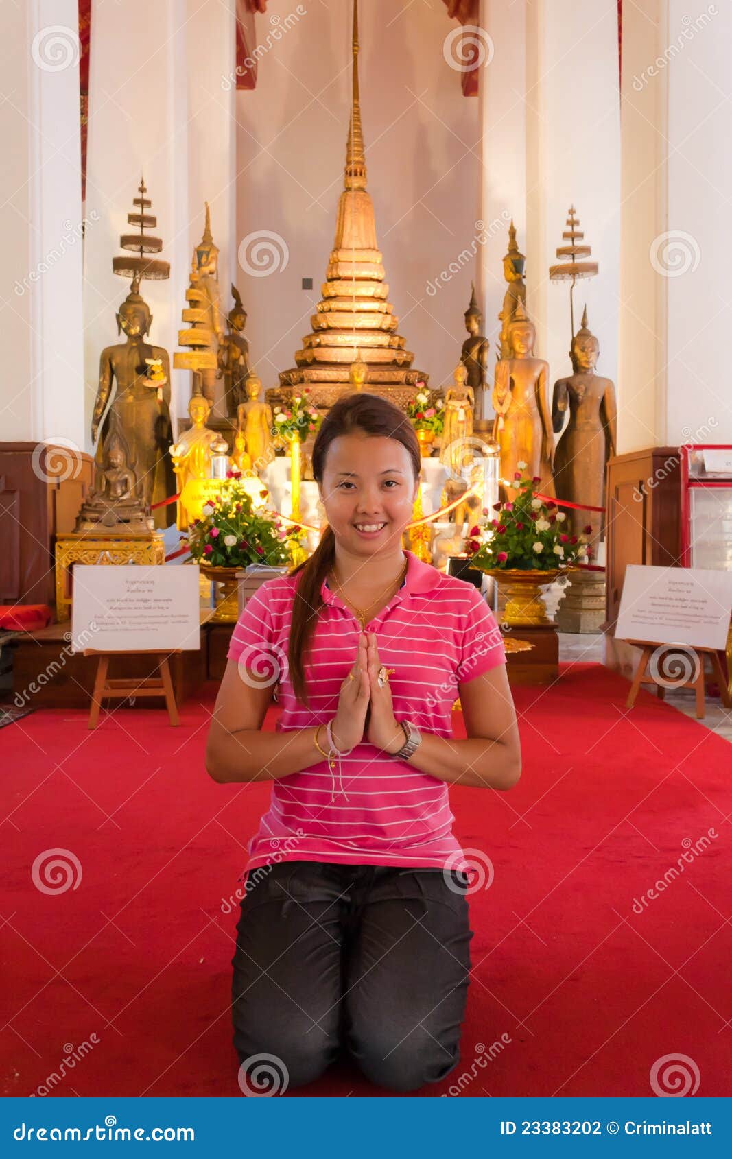 Asian woman praying stock photo. Image of adult, temple - 23383202