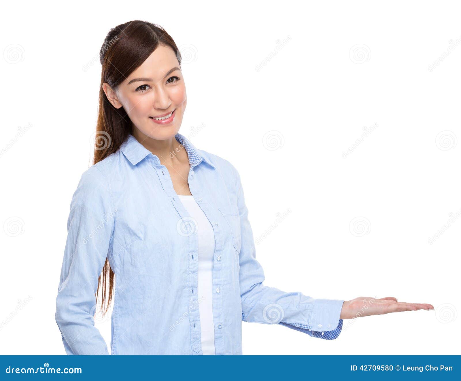 Asian Woman presentation stock photo. Image of blue, lady - 42709580