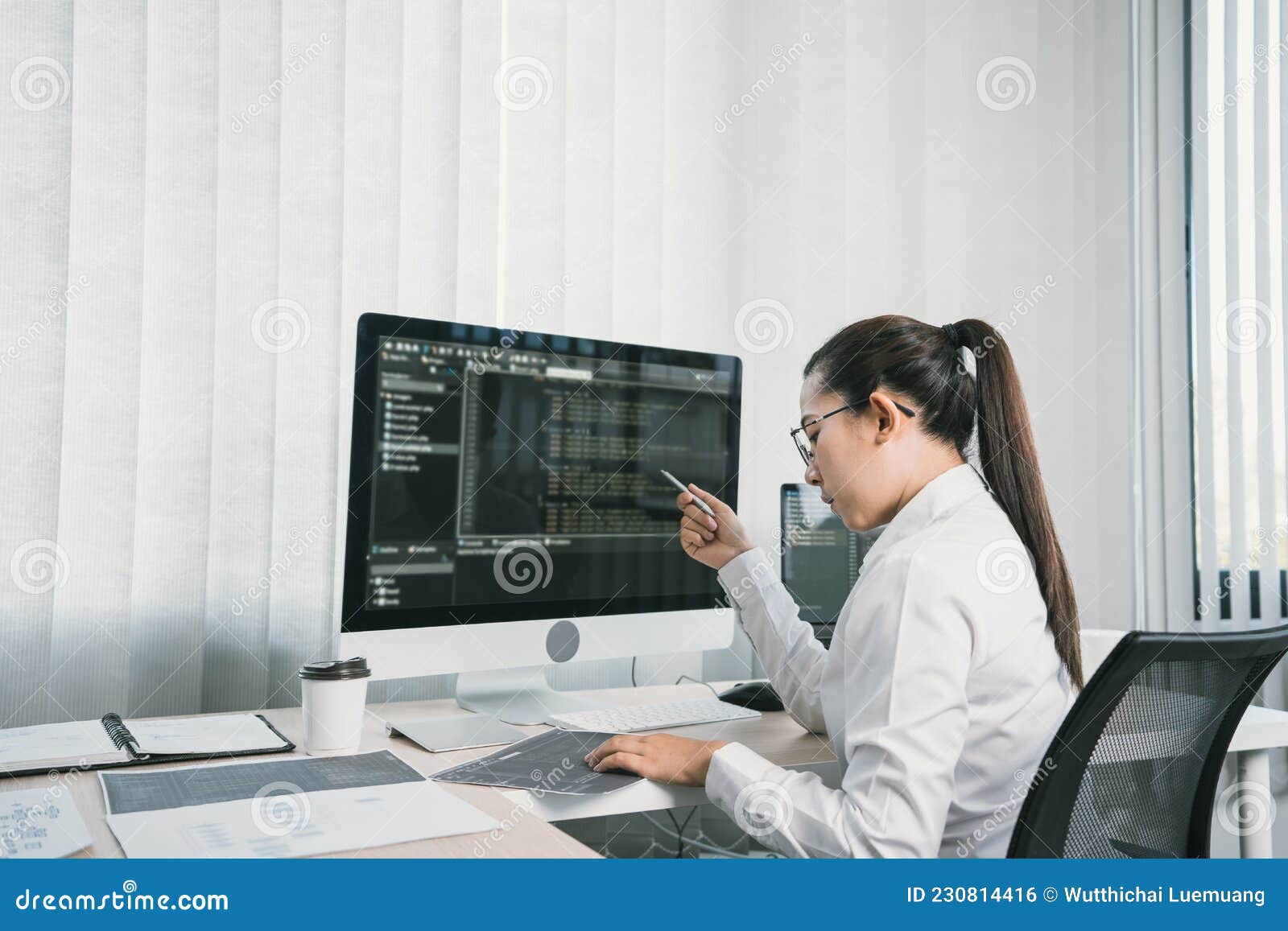 Asian Woman Professional Development Programming Website Working a ...