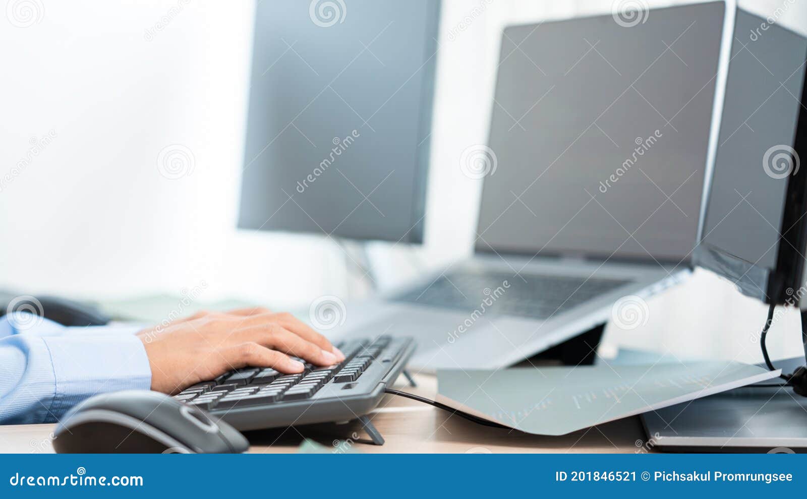 Asian Woman Programmer Typing Source Code With Computer Pc For Developing Program Or Application