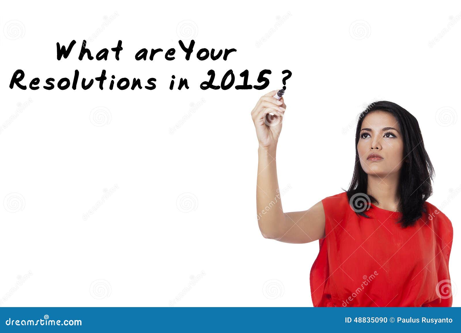 Asian Woman and Resolution Question Stock Photo - Image of ideas, happy ...