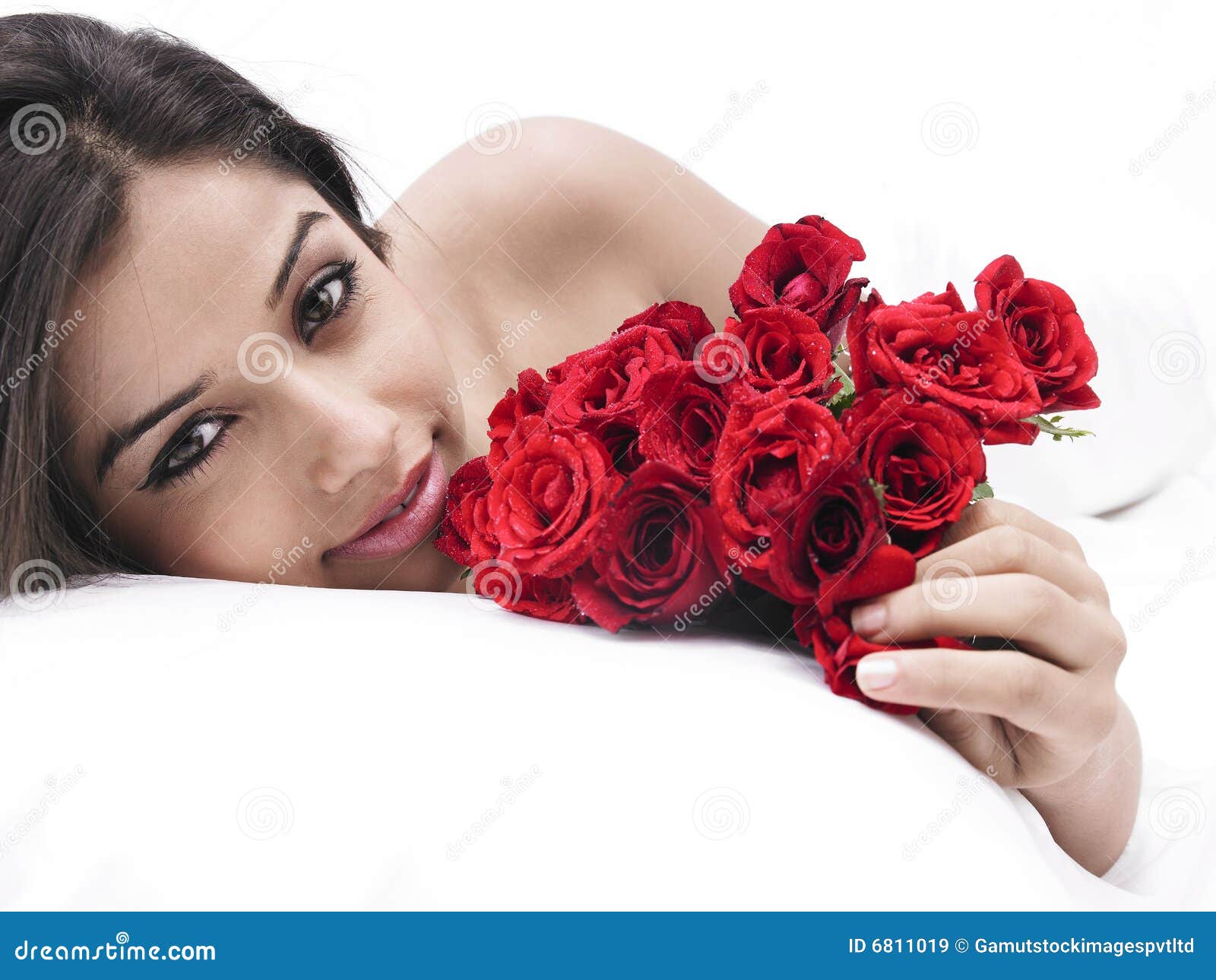 Asian woman with roses stock image. Image of lady, hand - 6811019