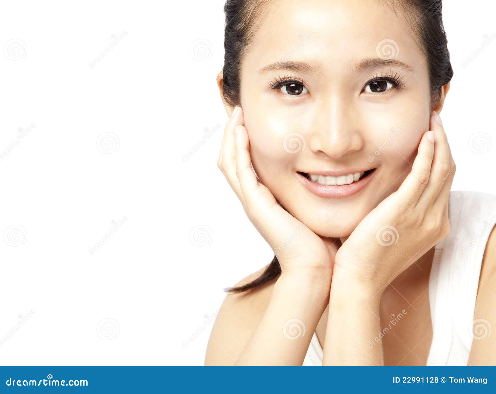 Asian woman s face stock photo. Image of enjoy, isolated - 22991128