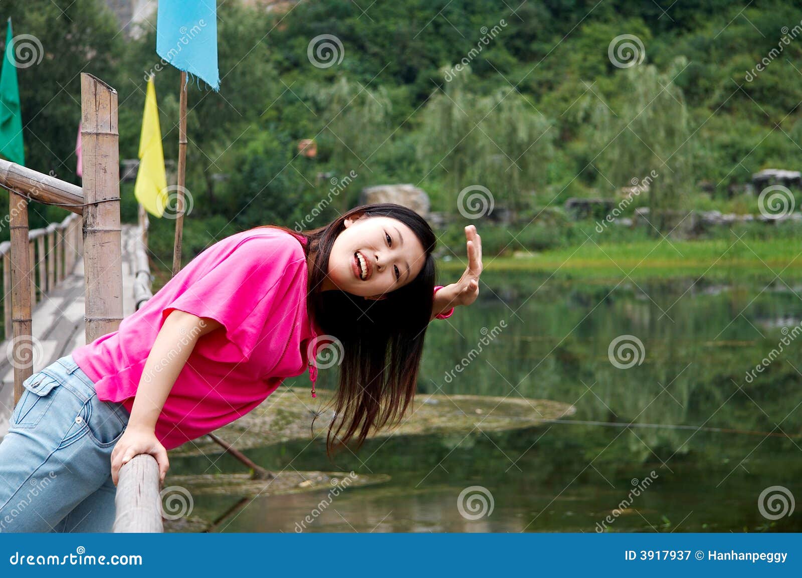 Asian woman say hello stock image. Image of china, eyes - 3917937