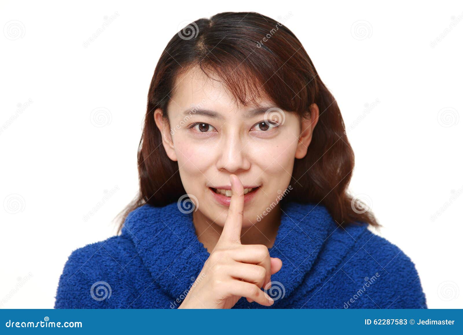 Asian Woman with Silence Gestures Stock Image - Image of sweater ...