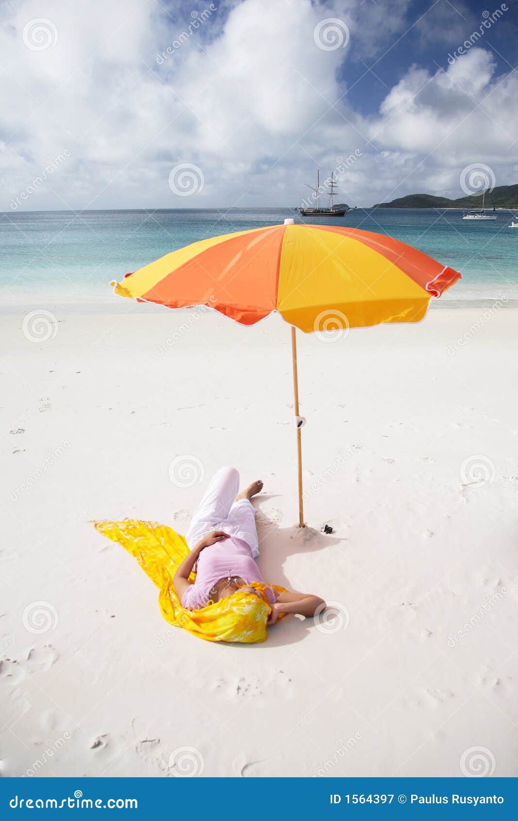 Asian Woman Sleeping on the Beach Stock Image - Image of sand, boat ...