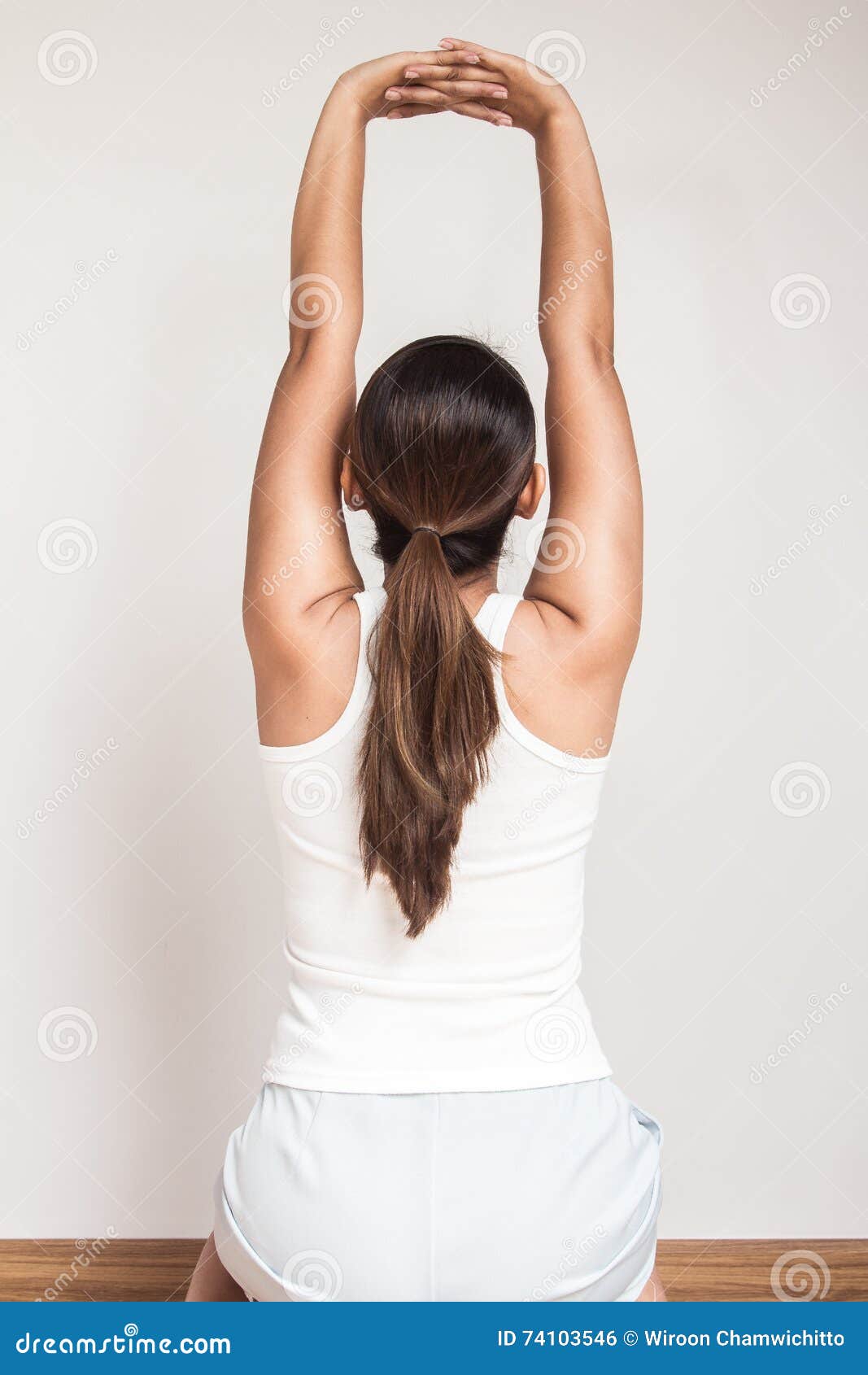 Asian Woman Stretch Oneself Stock Photo - Image of gesture, pleasure ...