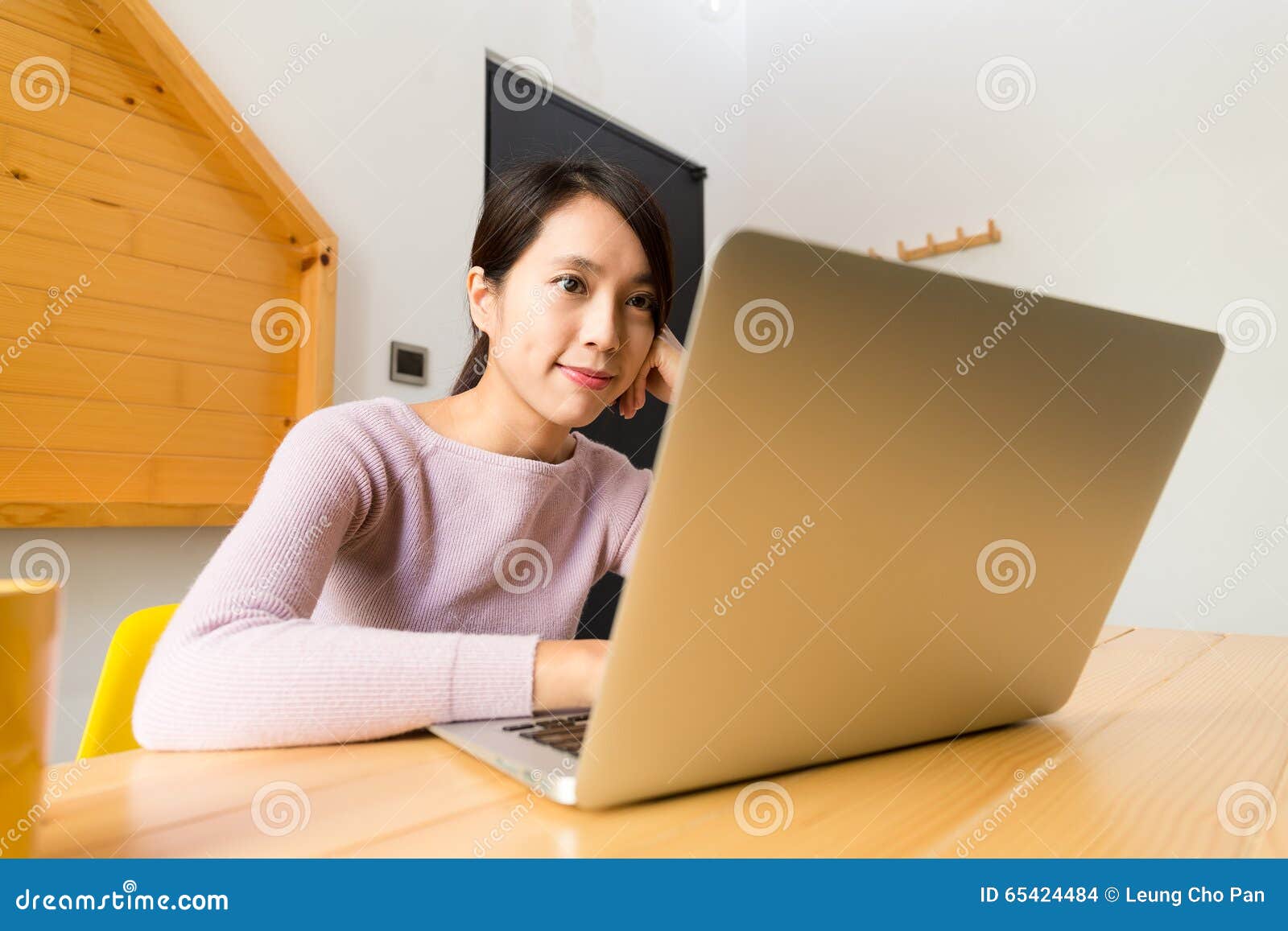 Asian Woman Surf Internet by Laptop Computer Stock Photo - Image of ...