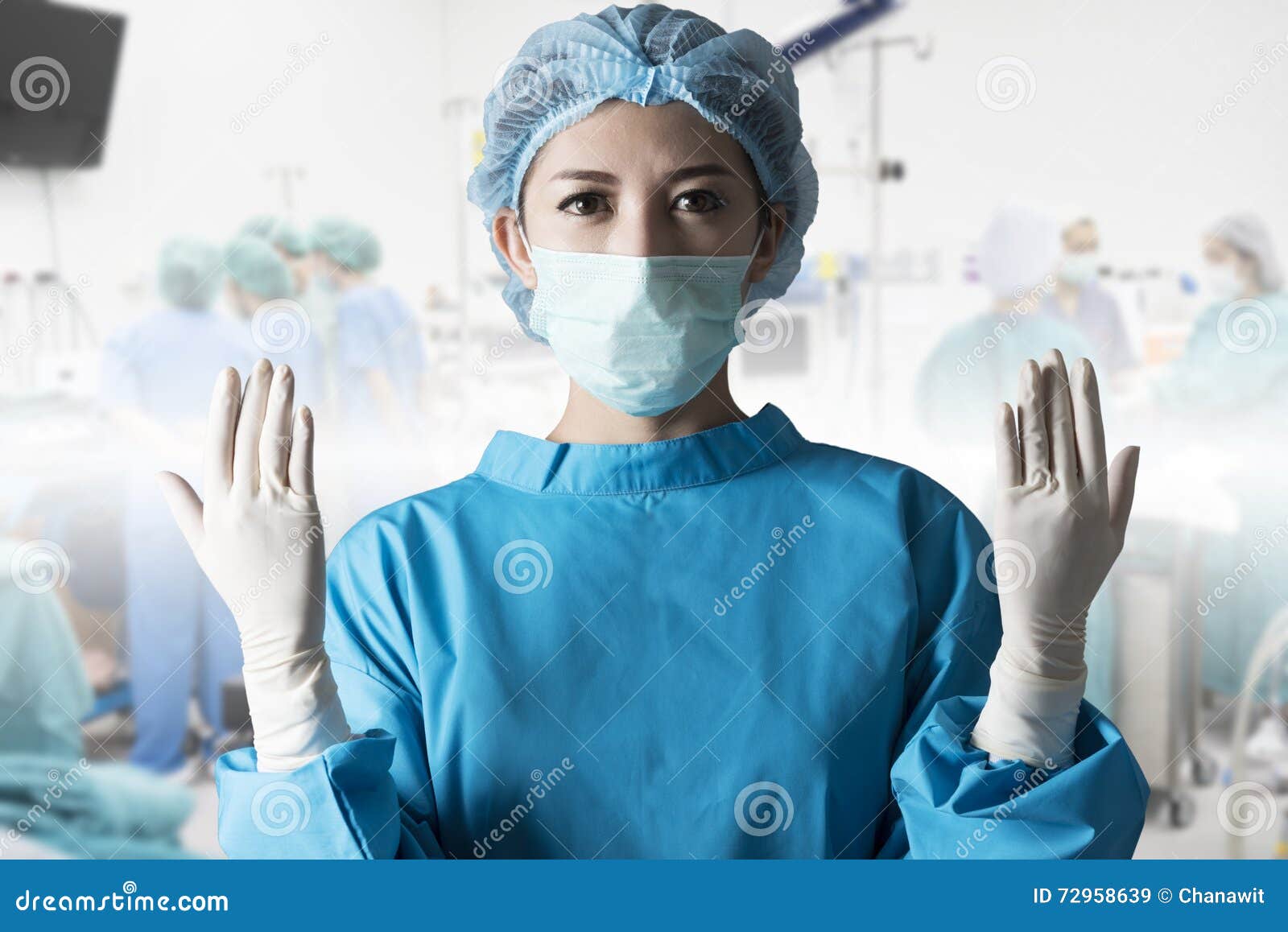 Asian Woman Surgeon in Operation Room Stock Image - Image of portrait ...