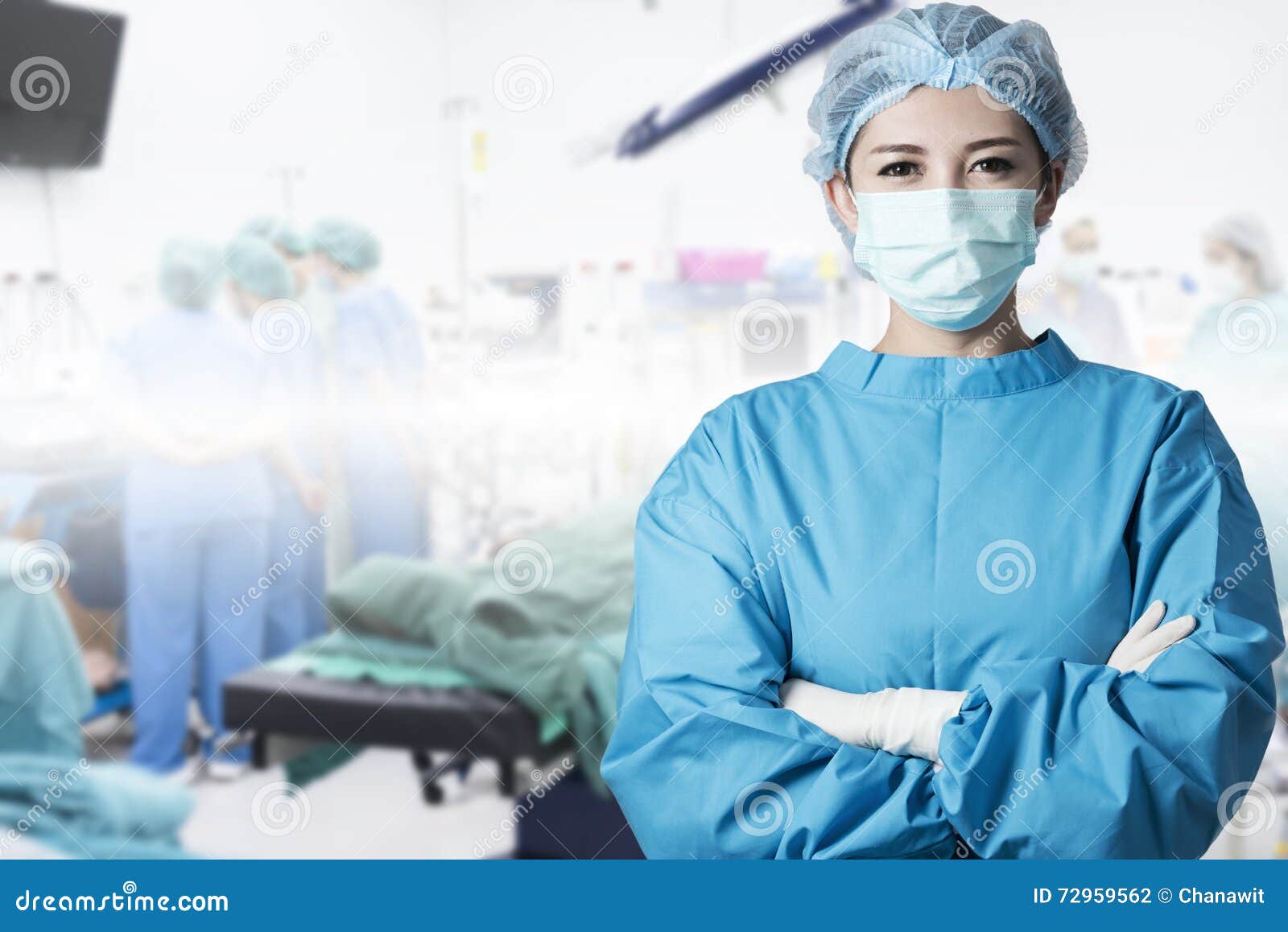 Asian Woman Surgeon in Operation Room Stock Photo - Image of patient ...