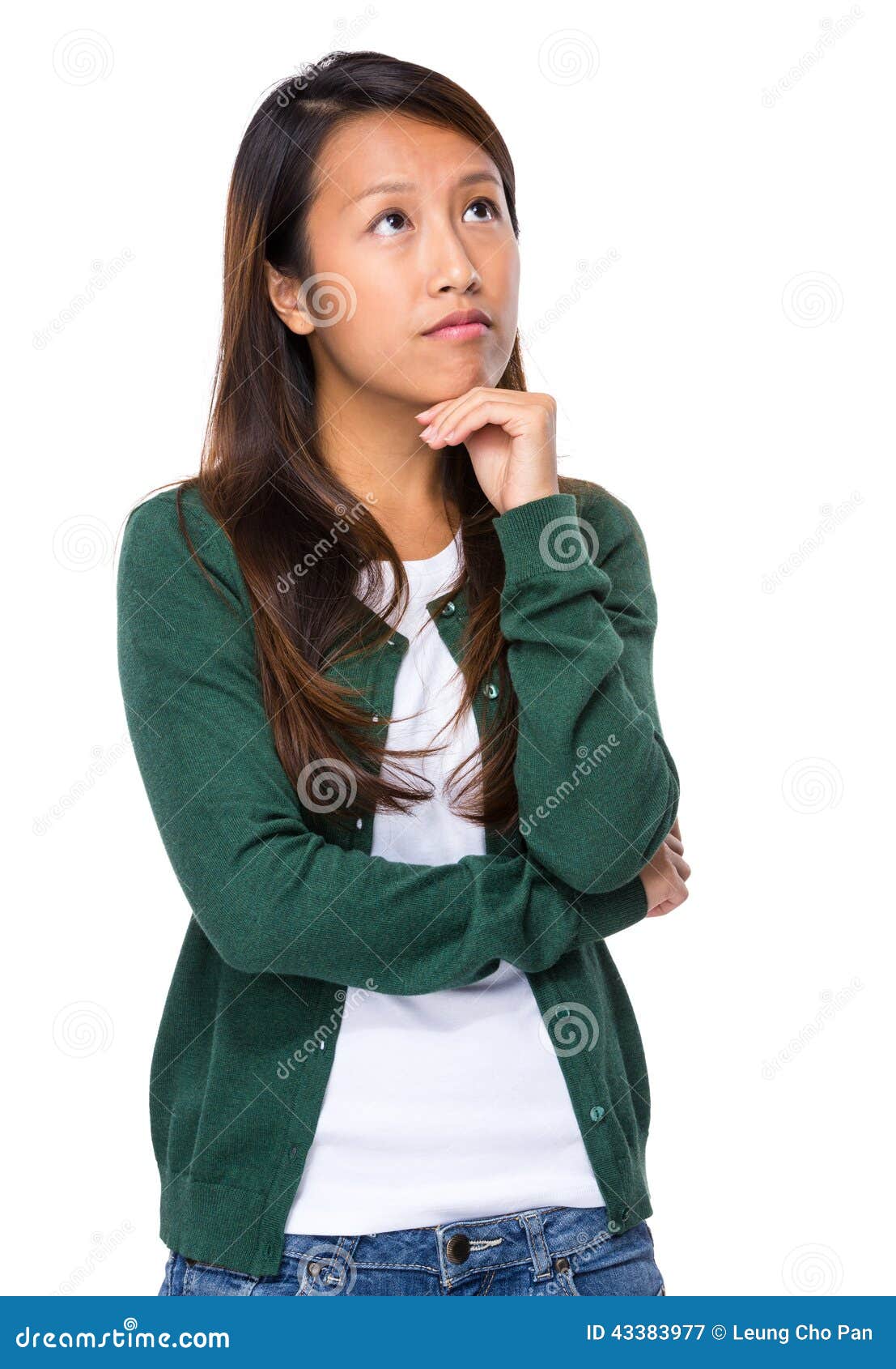 Asian woman think of idea stock image. Image of female - 43383977