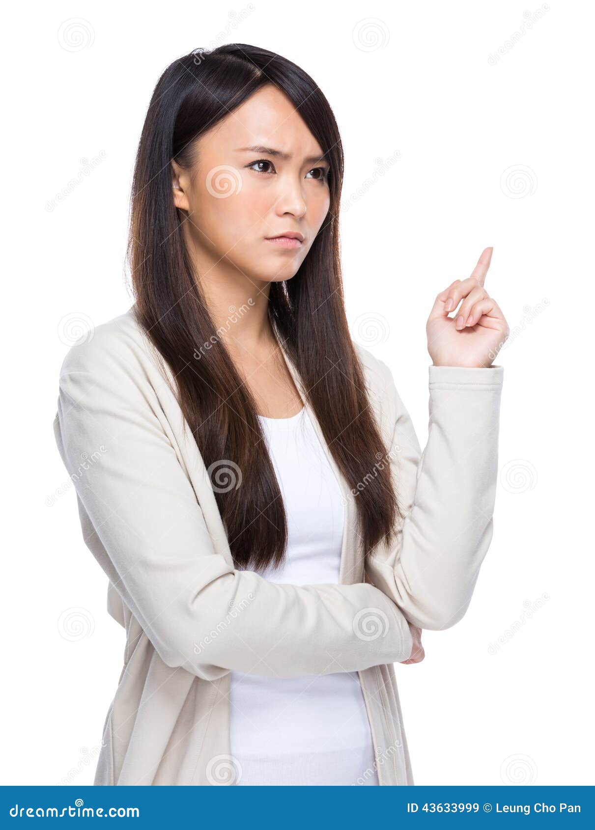 Asian woman think of idea stock image. Image of good - 43633999