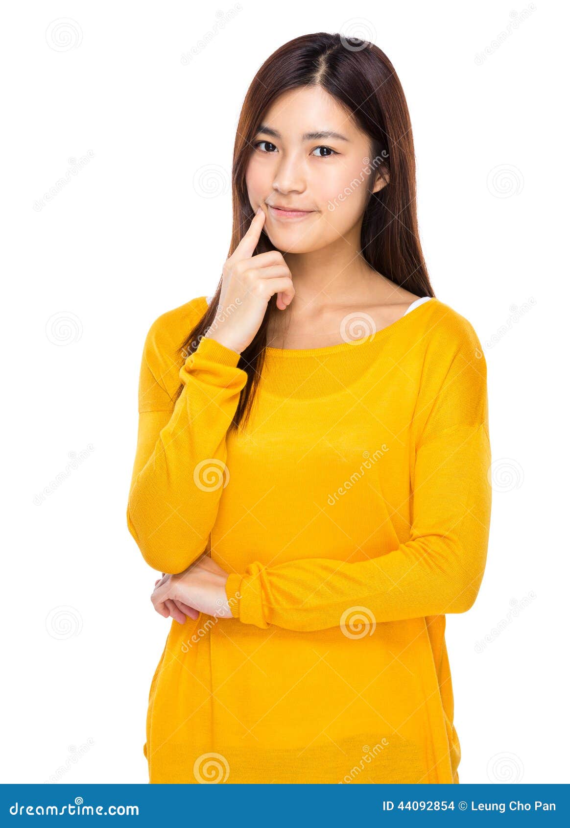 Asian woman think stock photo. Image of girl, korean - 44092854