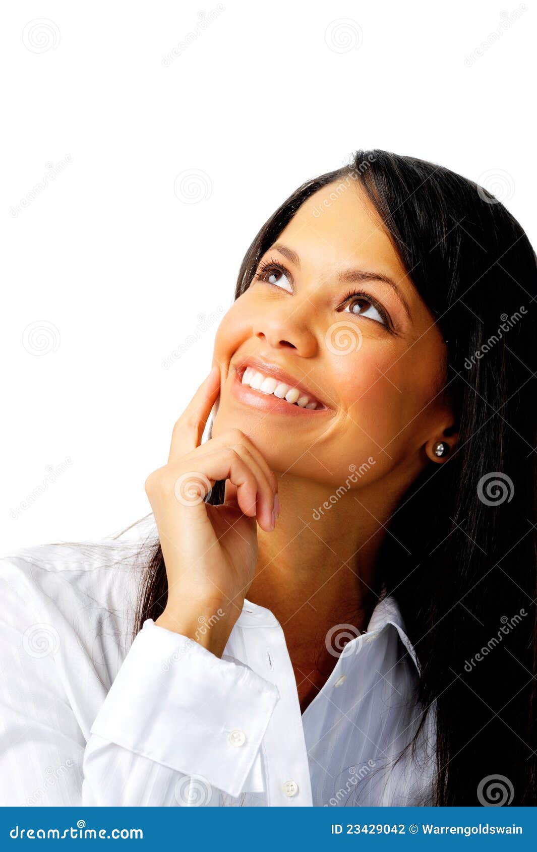 Asian woman thinking stock photo. Image of businessperson - 23429042