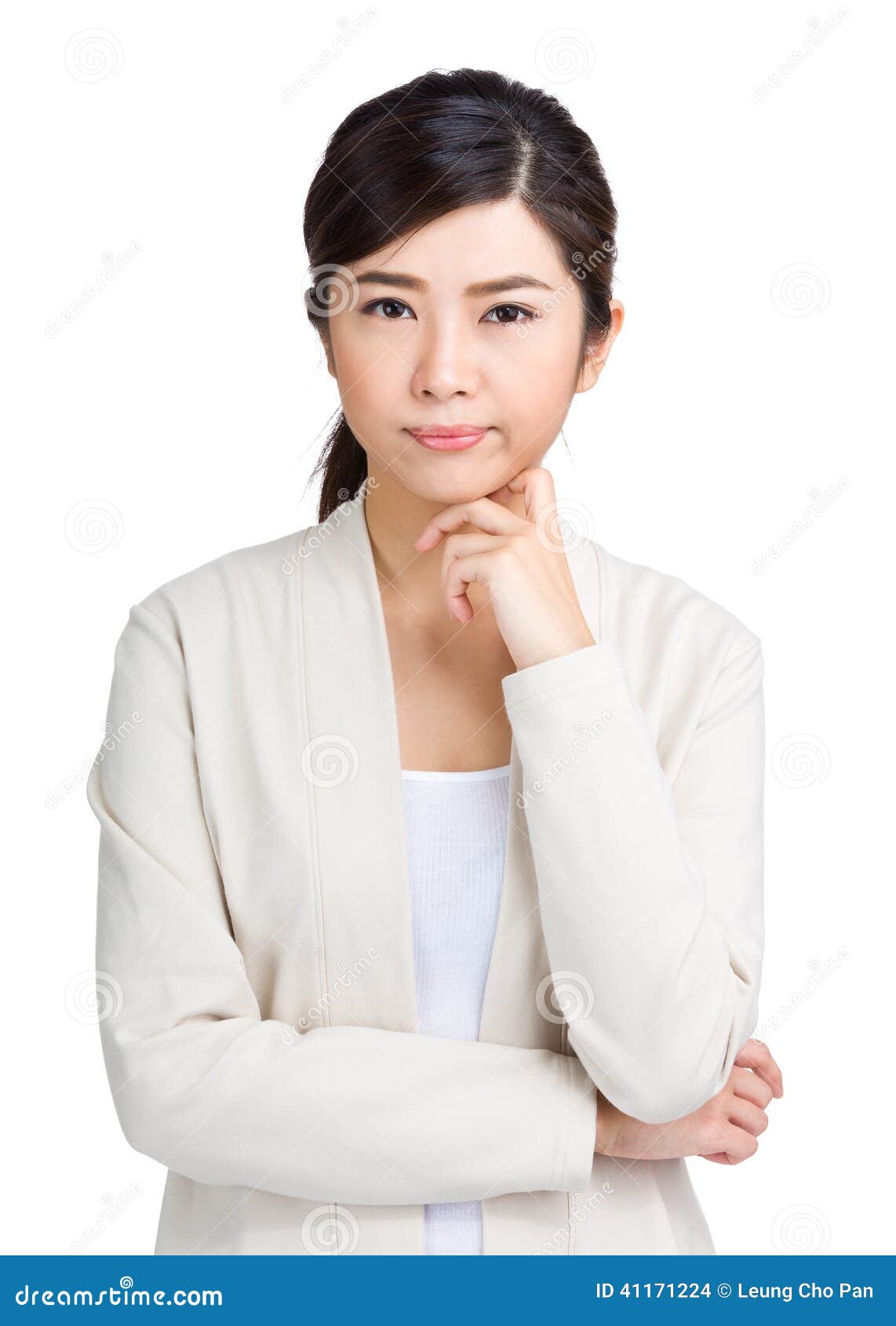 Asian woman thinking stock photo. Image of bright, adult - 41171224
