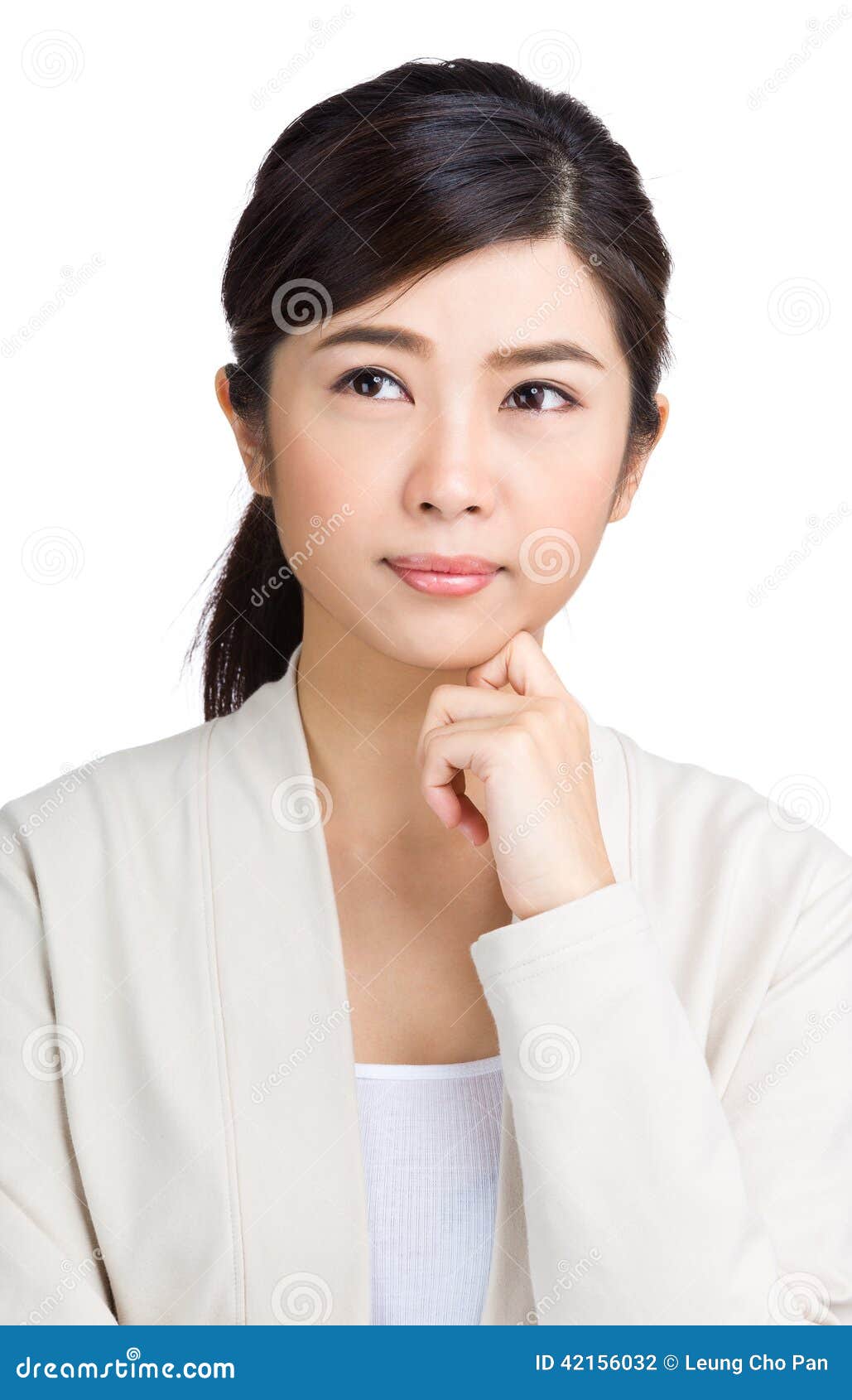 Asian woman thinking stock photo. Image of casual, beautiful - 42156032
