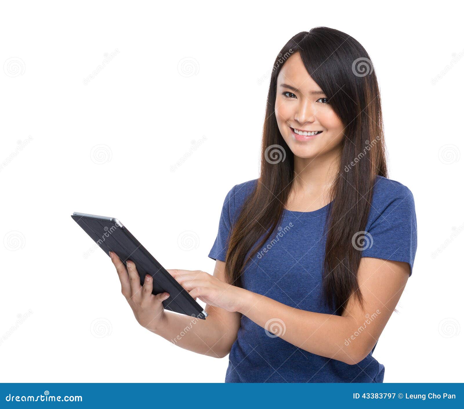 Asian Woman Use Digital Tablet Stock Image - Image of clothes, chinese ...