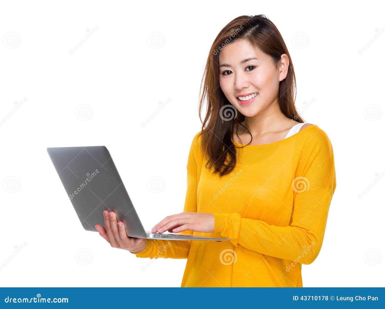 Asian Woman Use of Laptop Computer Stock Photo - Image of isolated ...