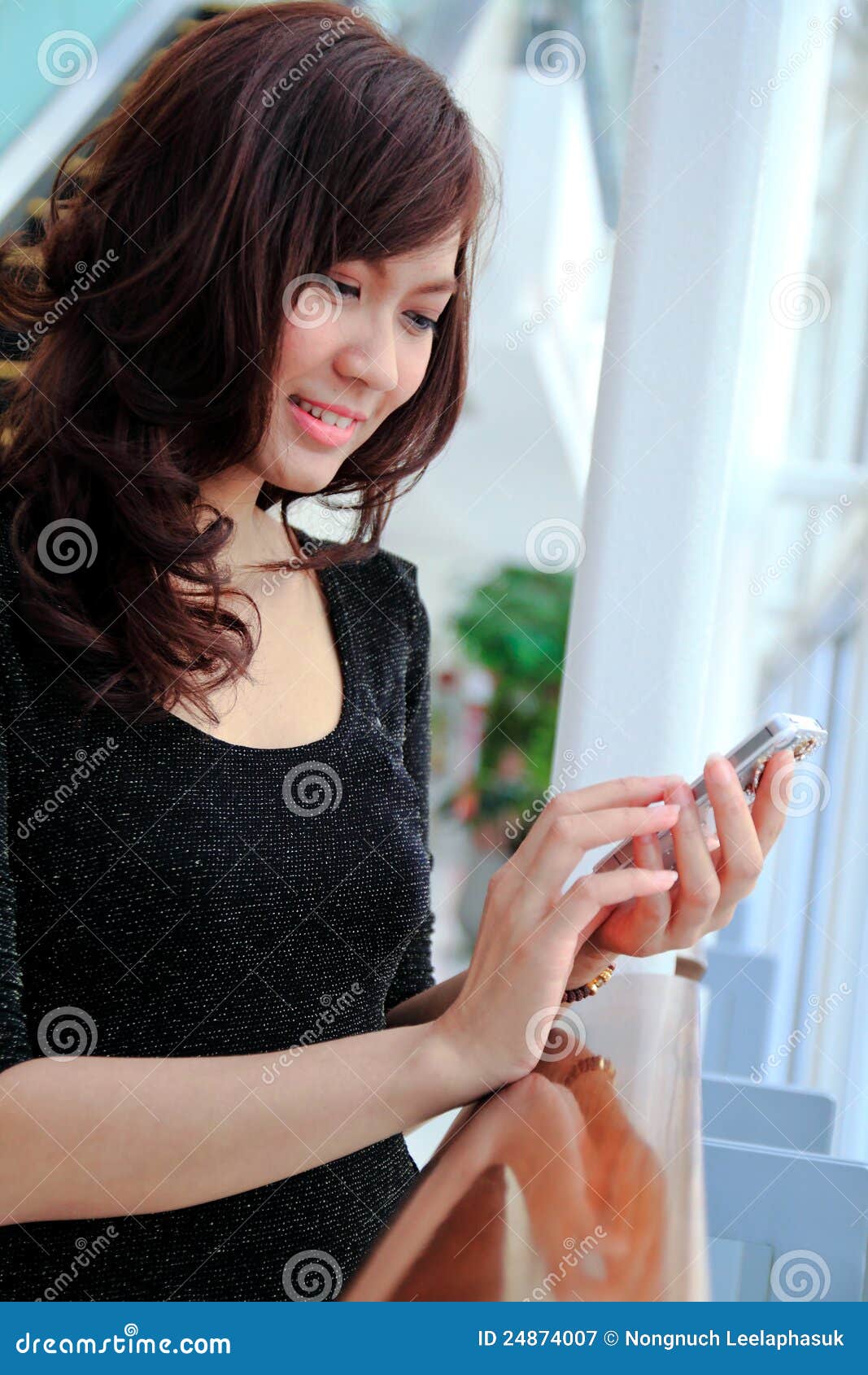 Asian Woman Using a Cell Phone Stock Image - Image of healthy ...