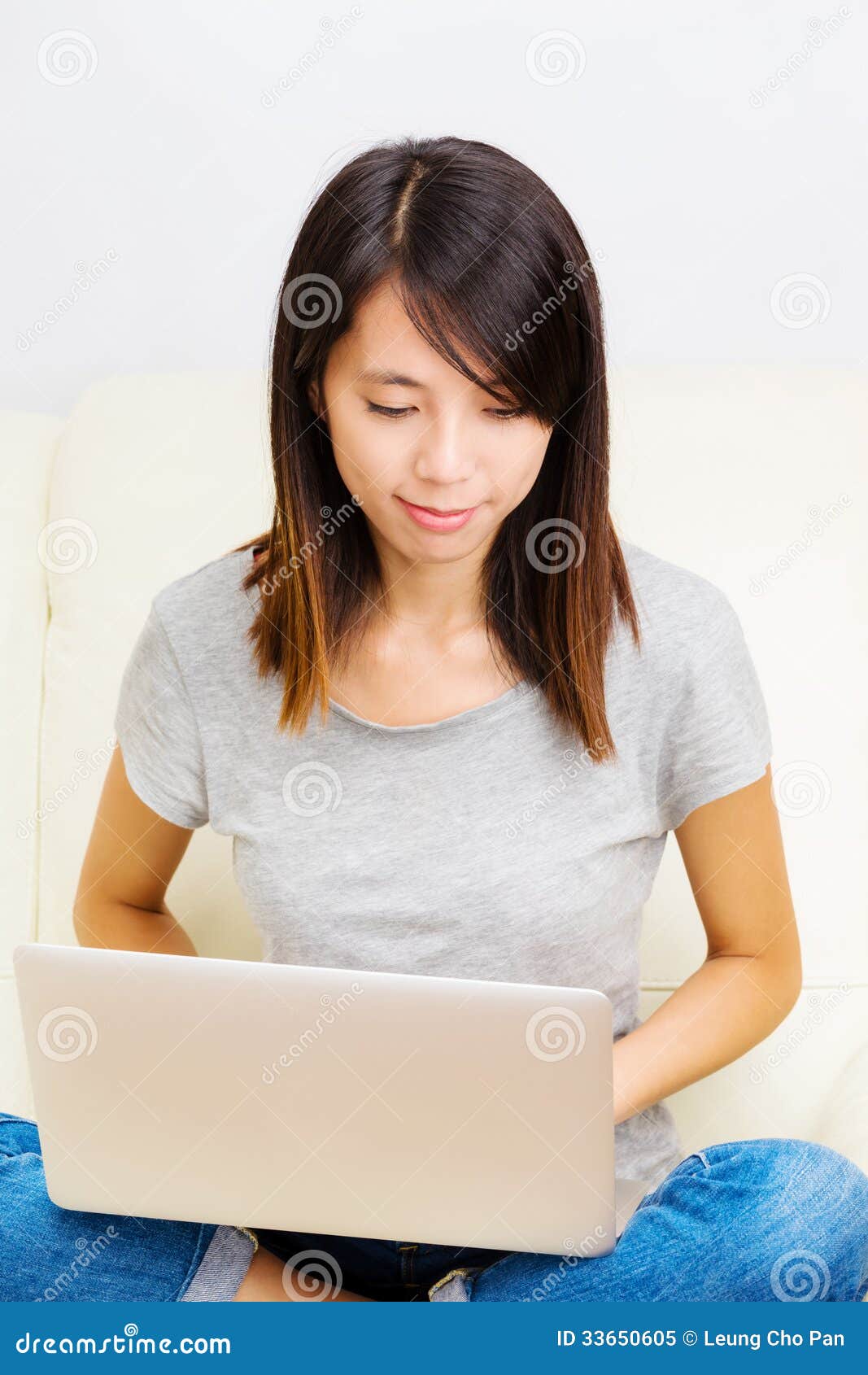 Asian woman using laptop stock image. Image of young - 33650605