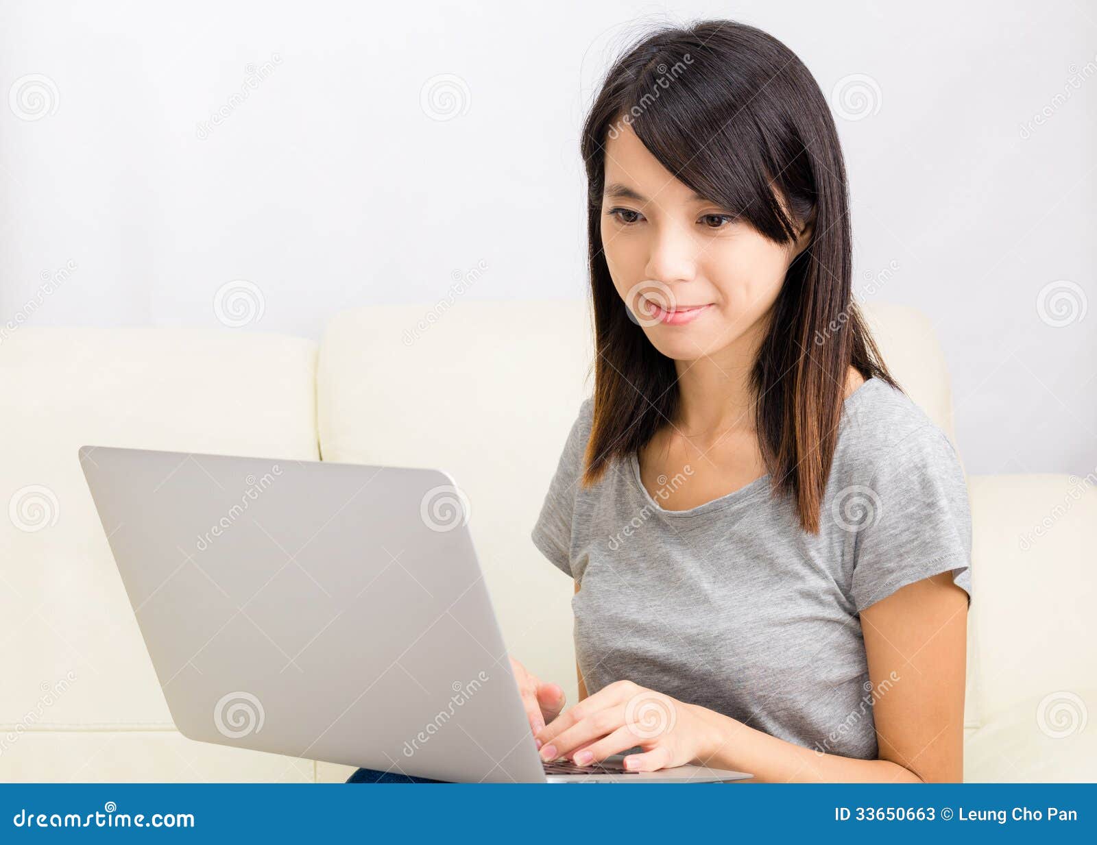 Asian woman using laptop stock image. Image of young - 33650663