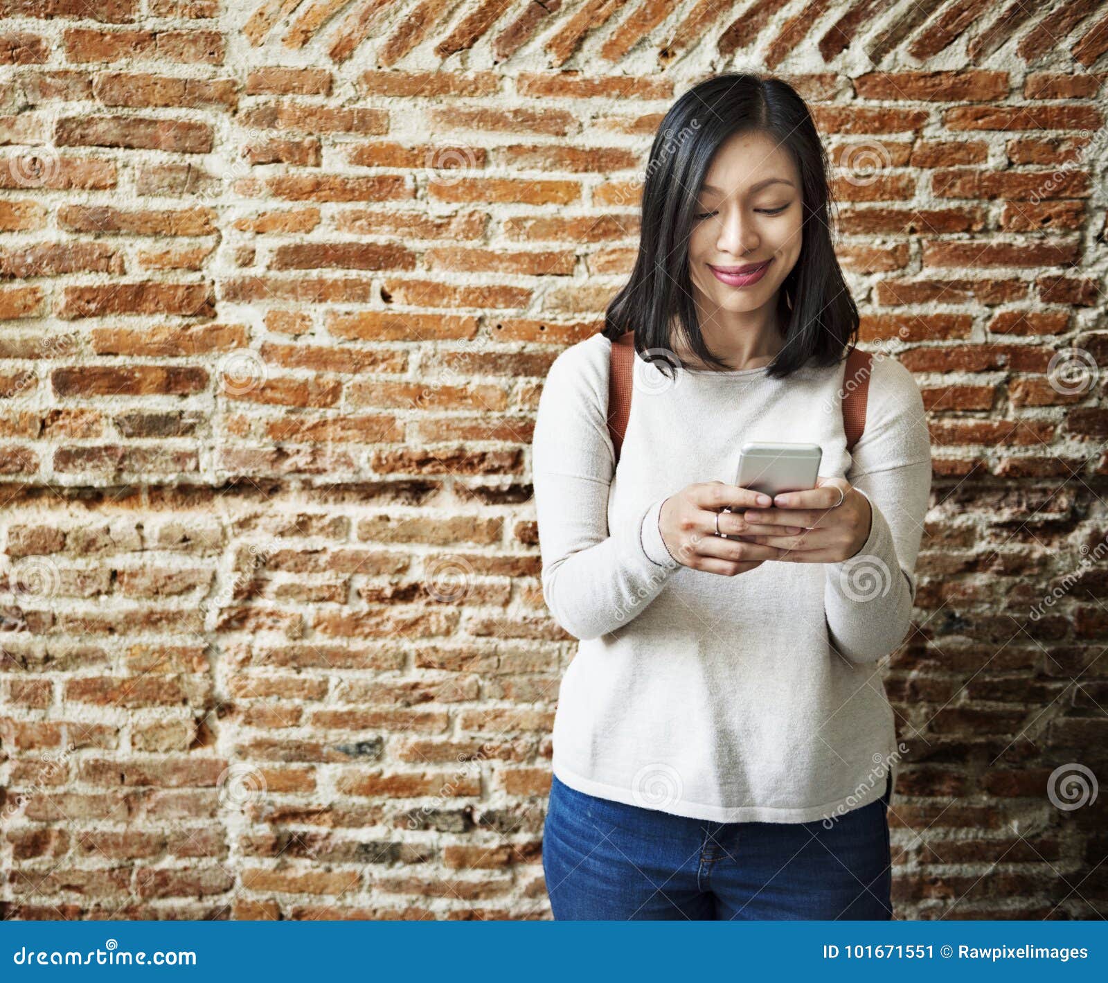 Asian Woman Using Mobile Phone Stock Image - Image of relaxation ...