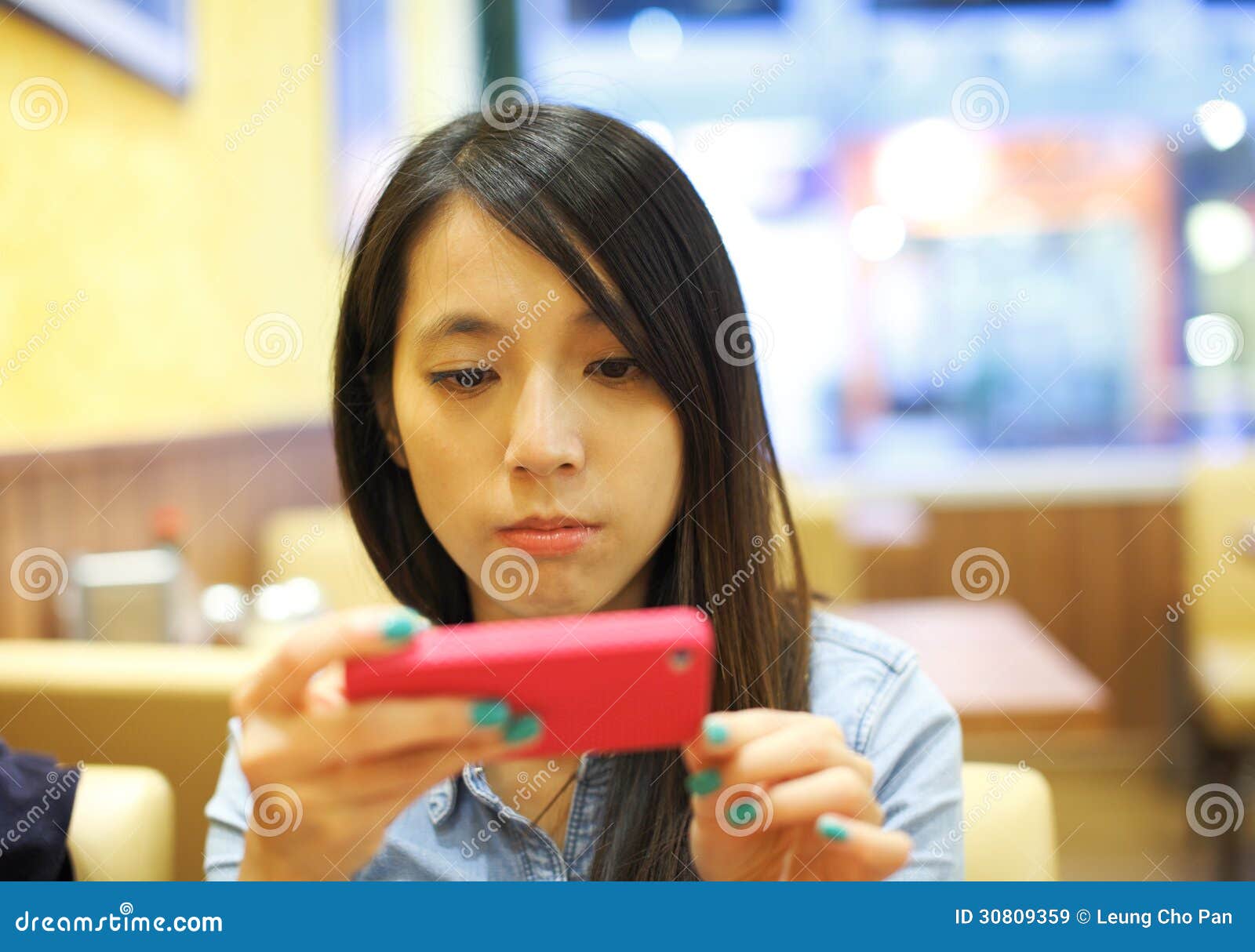 Asian Woman Using Mobile Phone Take Photo Stock Image Image Of Phone