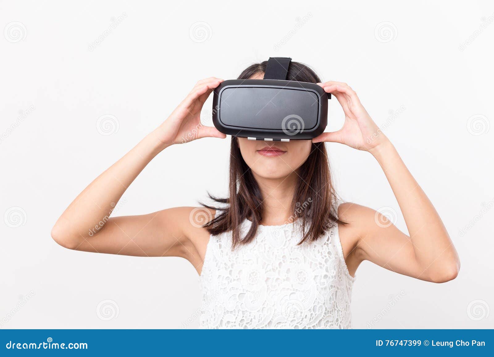 Asian Woman Using Virtual Reality Stock Image - Image of video ...