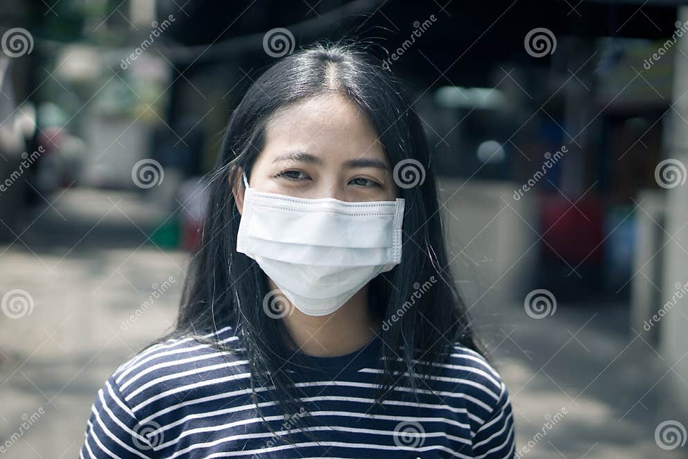 Asian Woman Wear Protective Face Mask Protect Covid-19. Stock Photo ... Asian Woman Wear Protective Face Mask Protect Covid-19. Stock Photo ...