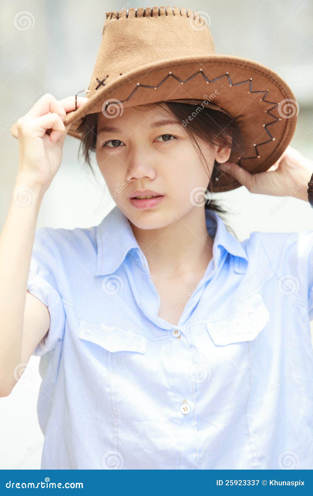 Asian Woman Wearing a Hat with Smiling Face Stock Image - Image of ...