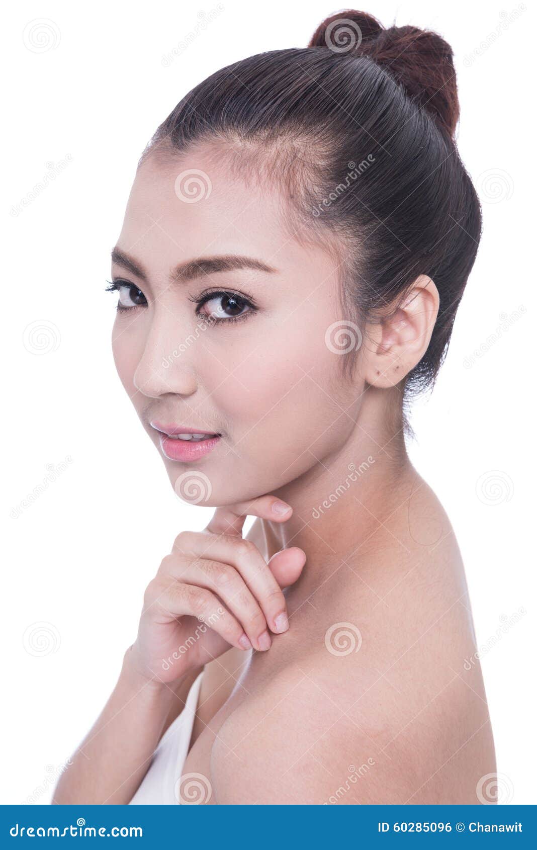Asian Woman on White Background Stock Photo - Image of face, close ...