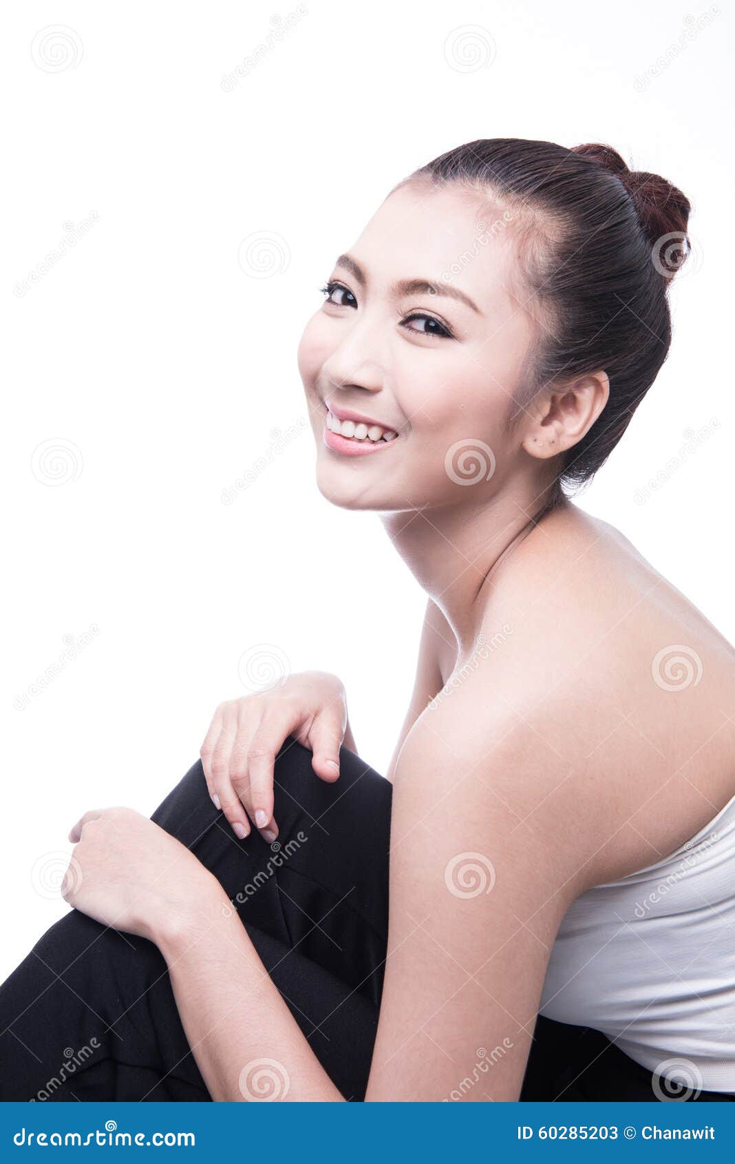 Asian Woman on White Background Stock Image - Image of natural, close ...