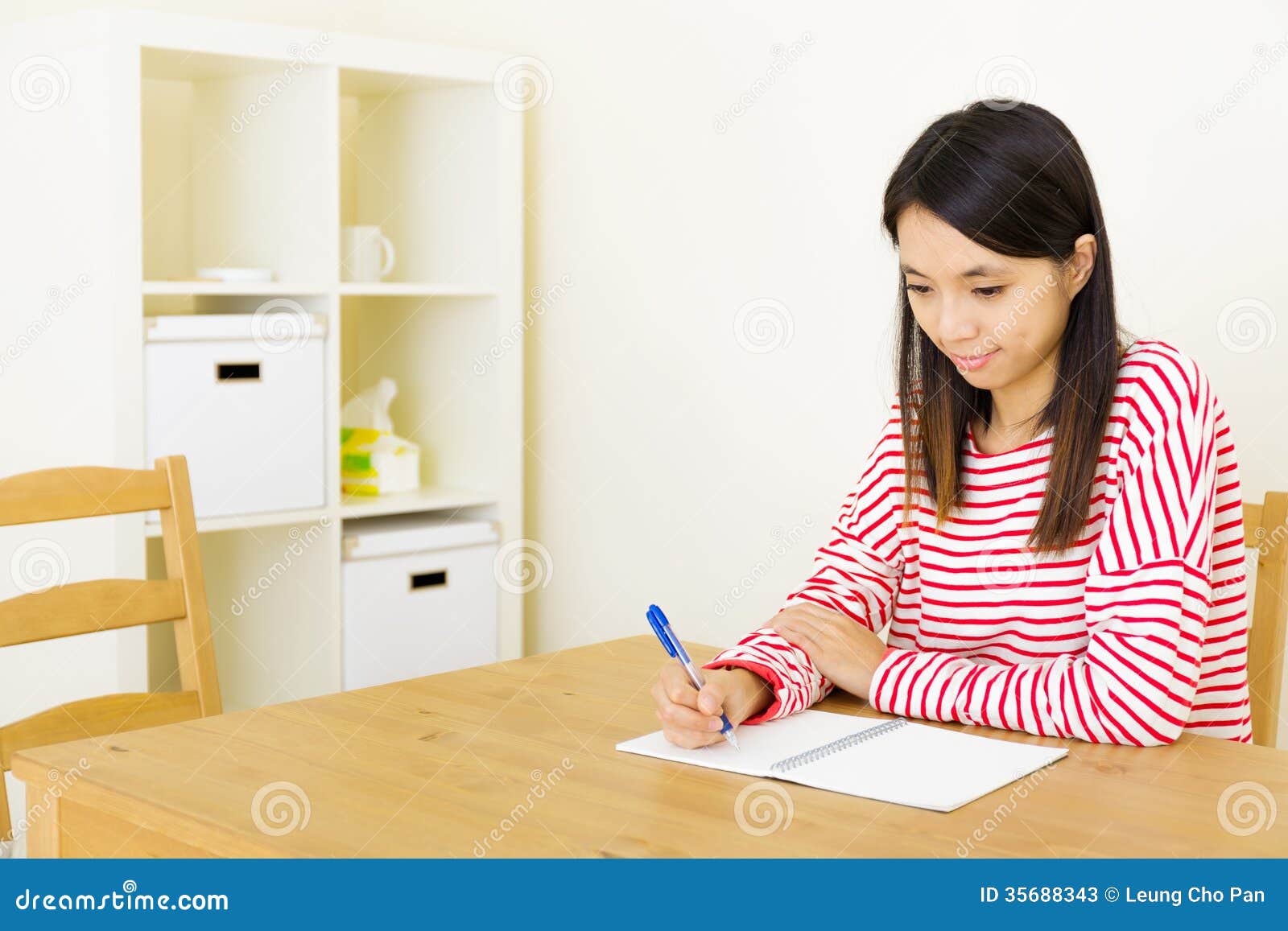 Asian Woman Writing on Notebook Stock Image - Image of japanese ...