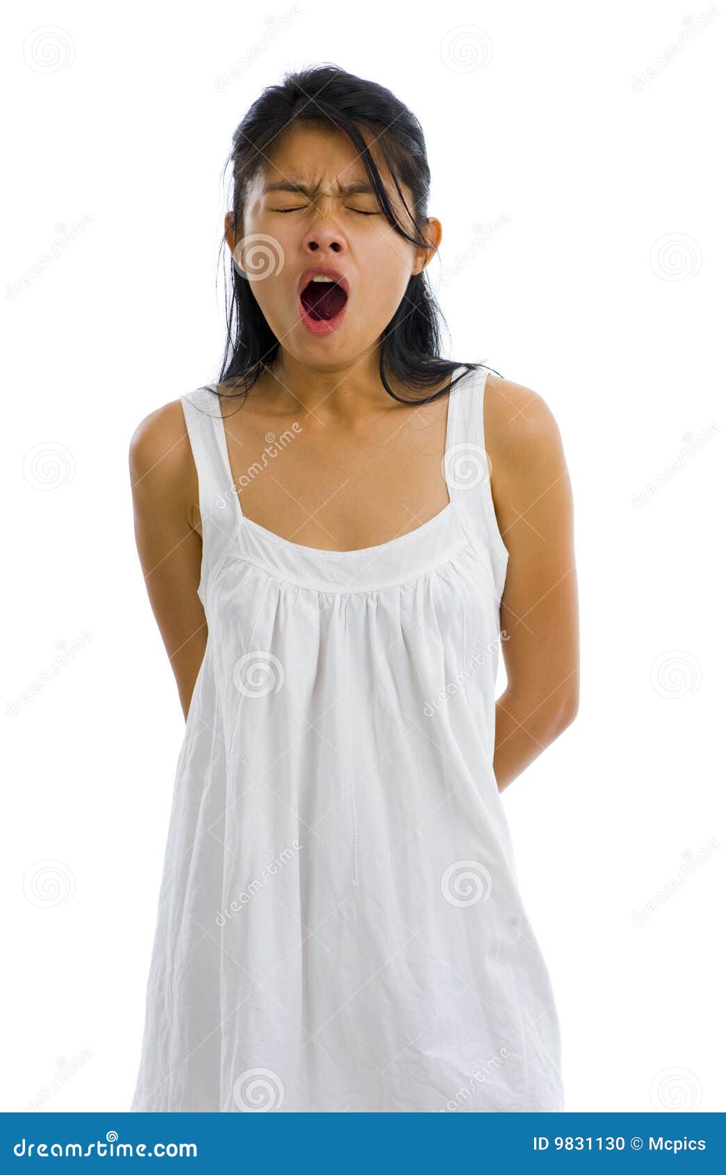 Asian woman yawning stock photo. Image of white, yawning - 9831130