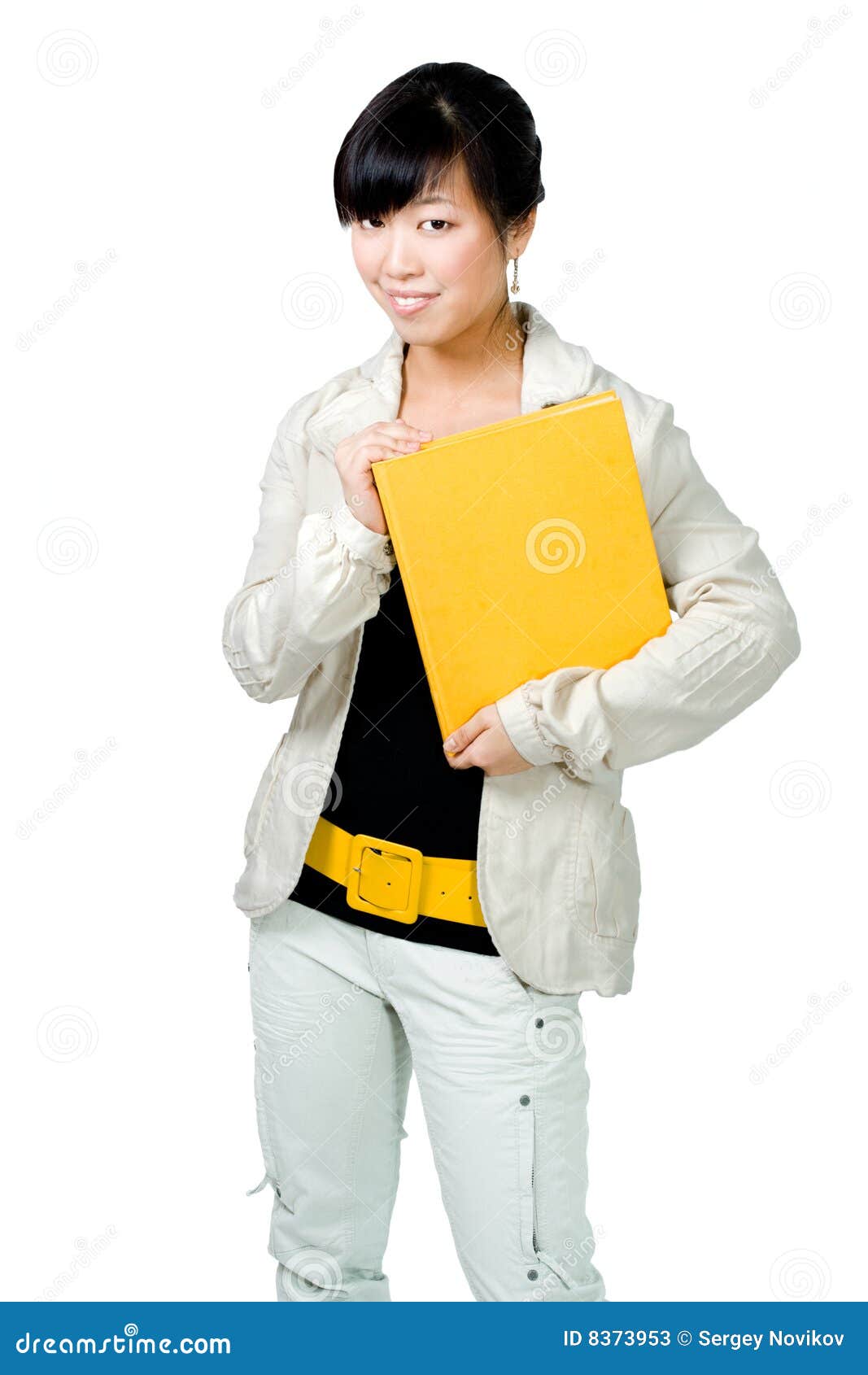 Asian Woman with Yellow Book and Belt Stock Image - Image of fashion ...