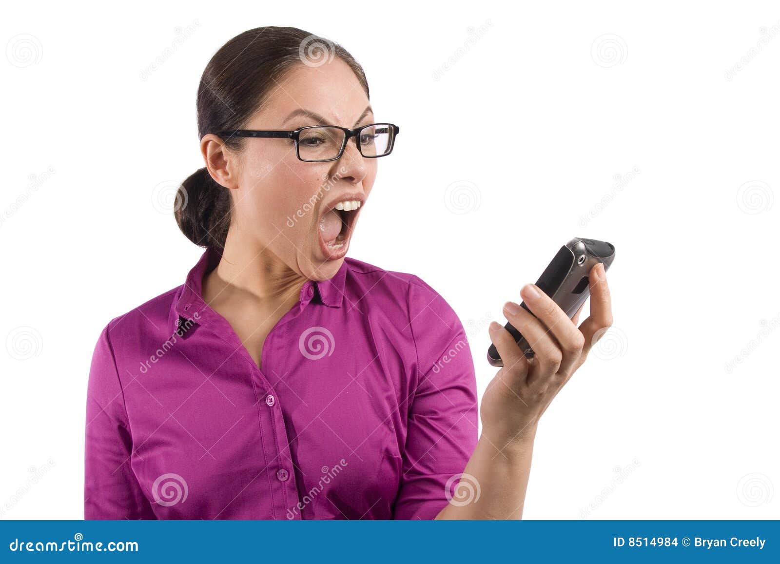 An Asian Woman Yells at Her Cellphone Stock Photo - Image of frustrated ...
