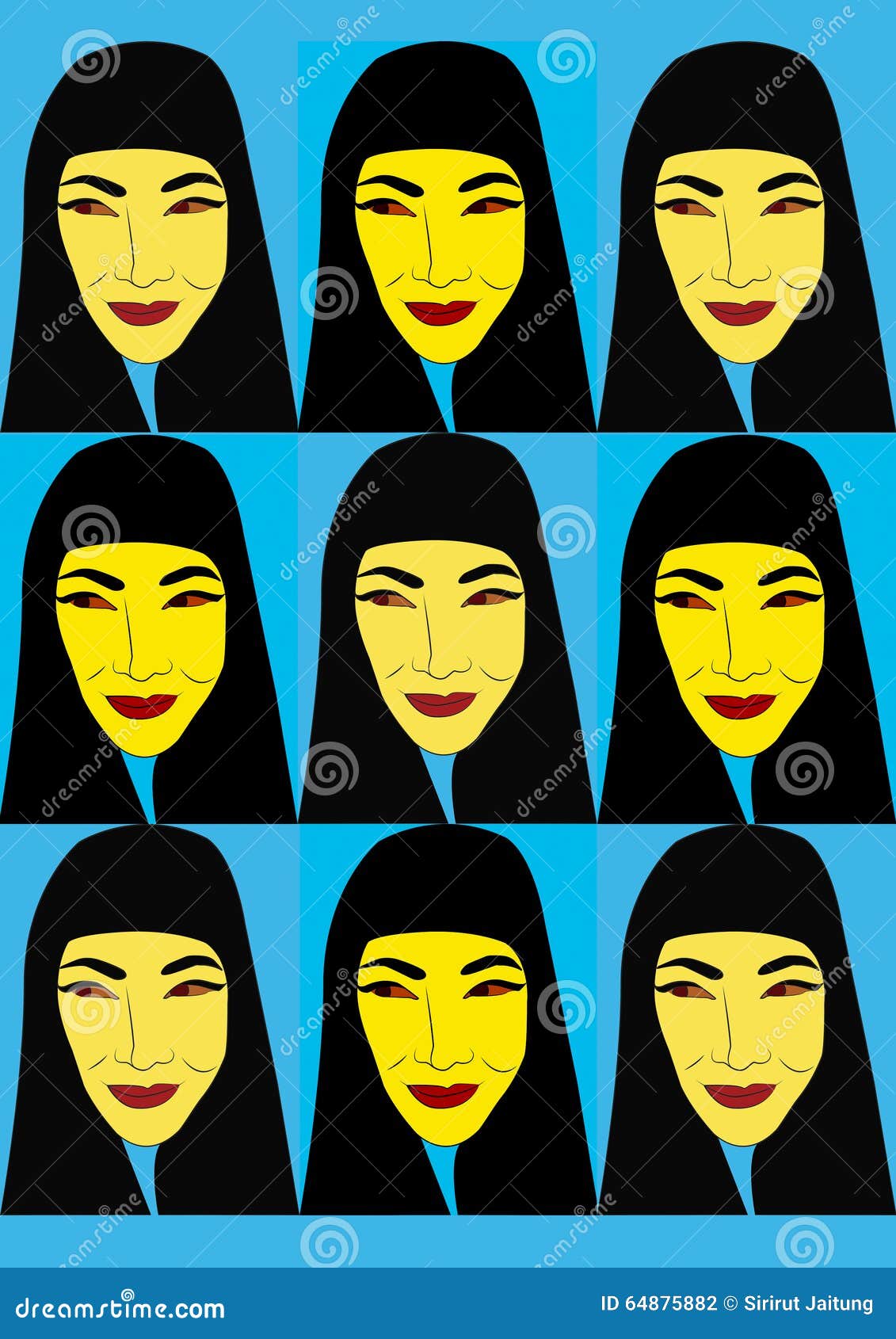 Asian women cartoon stock illustration. Illustration of design - 64875882