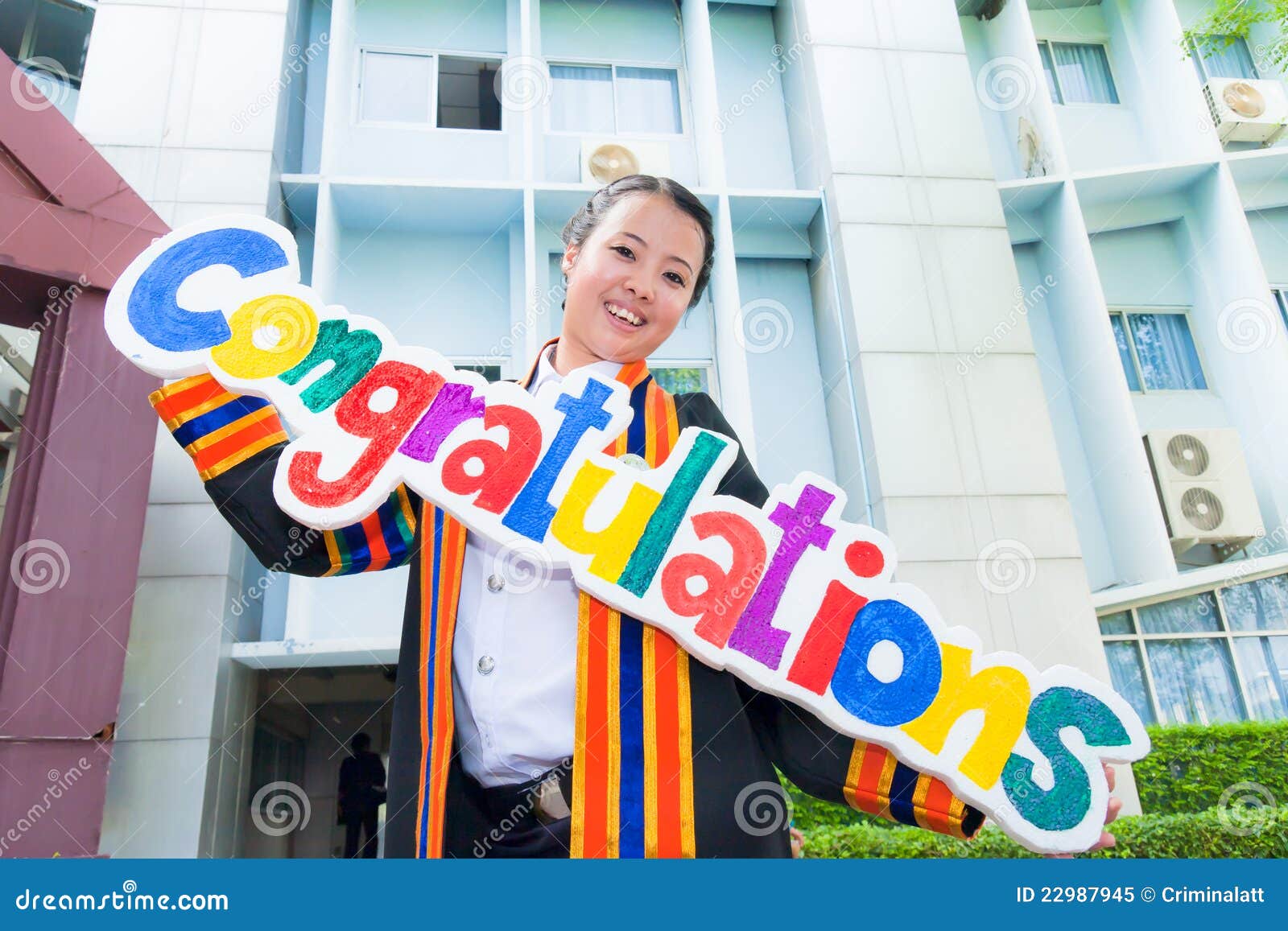 Asian Women with Congratulation Sign Stock Image - Image of beautiful ...