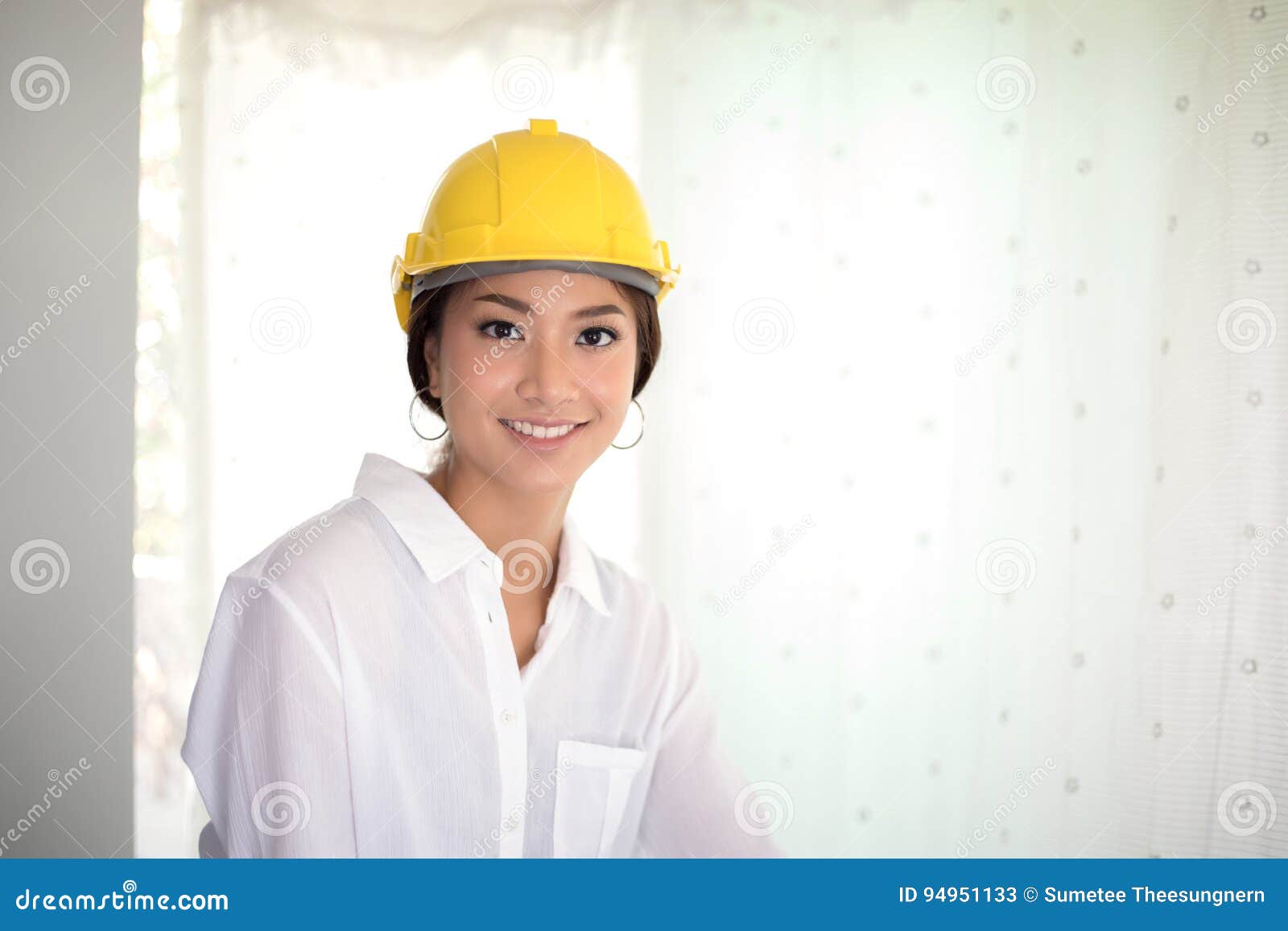 Asian Women Engineering Smiling and Working at Office Stock Image ...