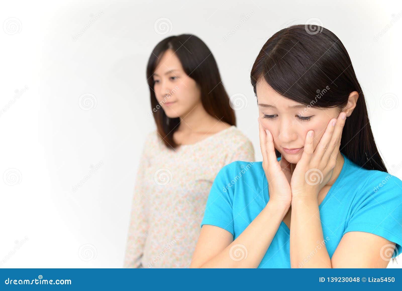 Disappointed Asian women stock photo. Image of fear - 139230048