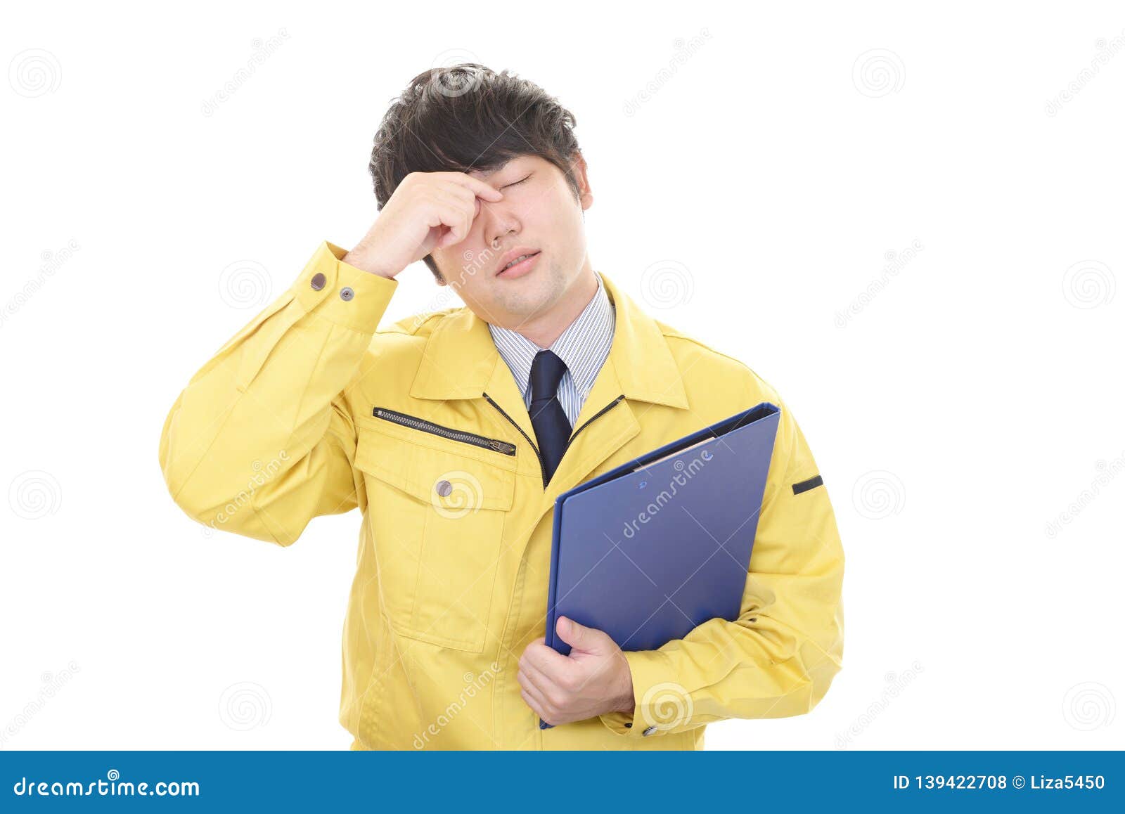 Tired and Stressed Asian Worker Stock Photo - Image of frustrated ...