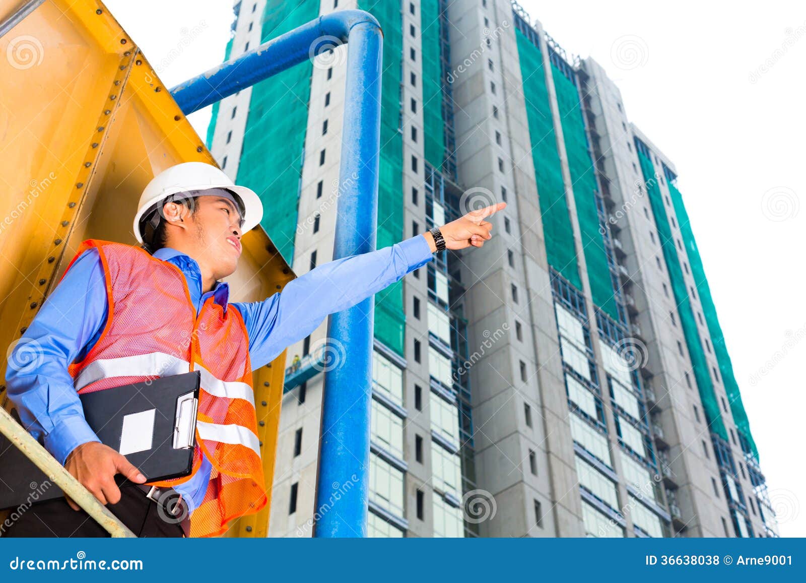 Asian Worker or Supervisor on Building Site Stock Photo - Image of ...