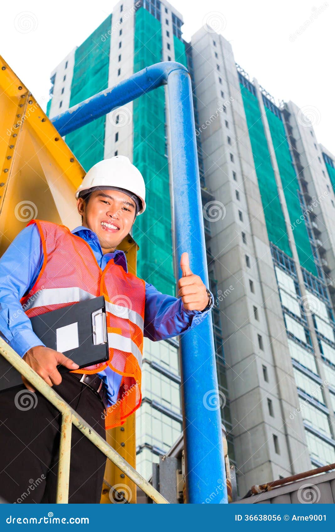 Asian Worker or Supervisor on Building Site Stock Photo - Image of ...
