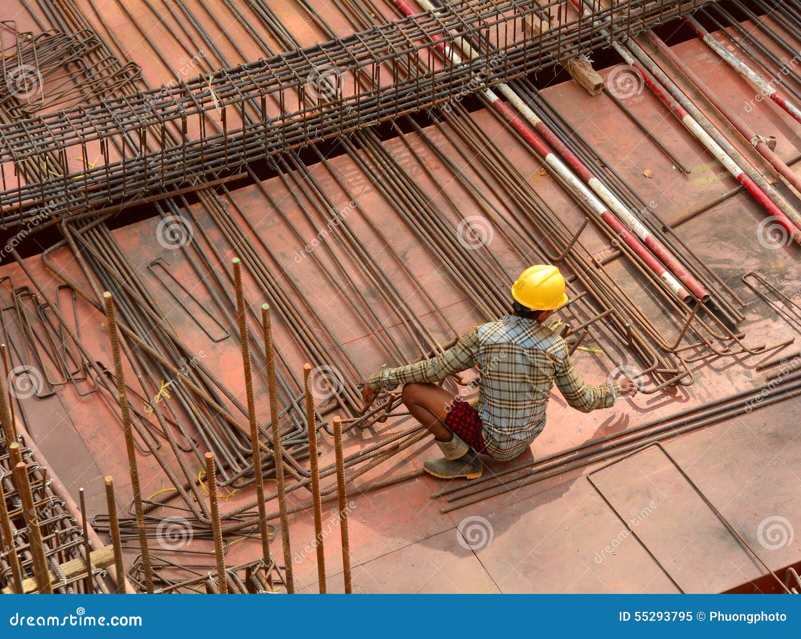 Asian Workers Working at the Construction Site Stock Image - Image of ...