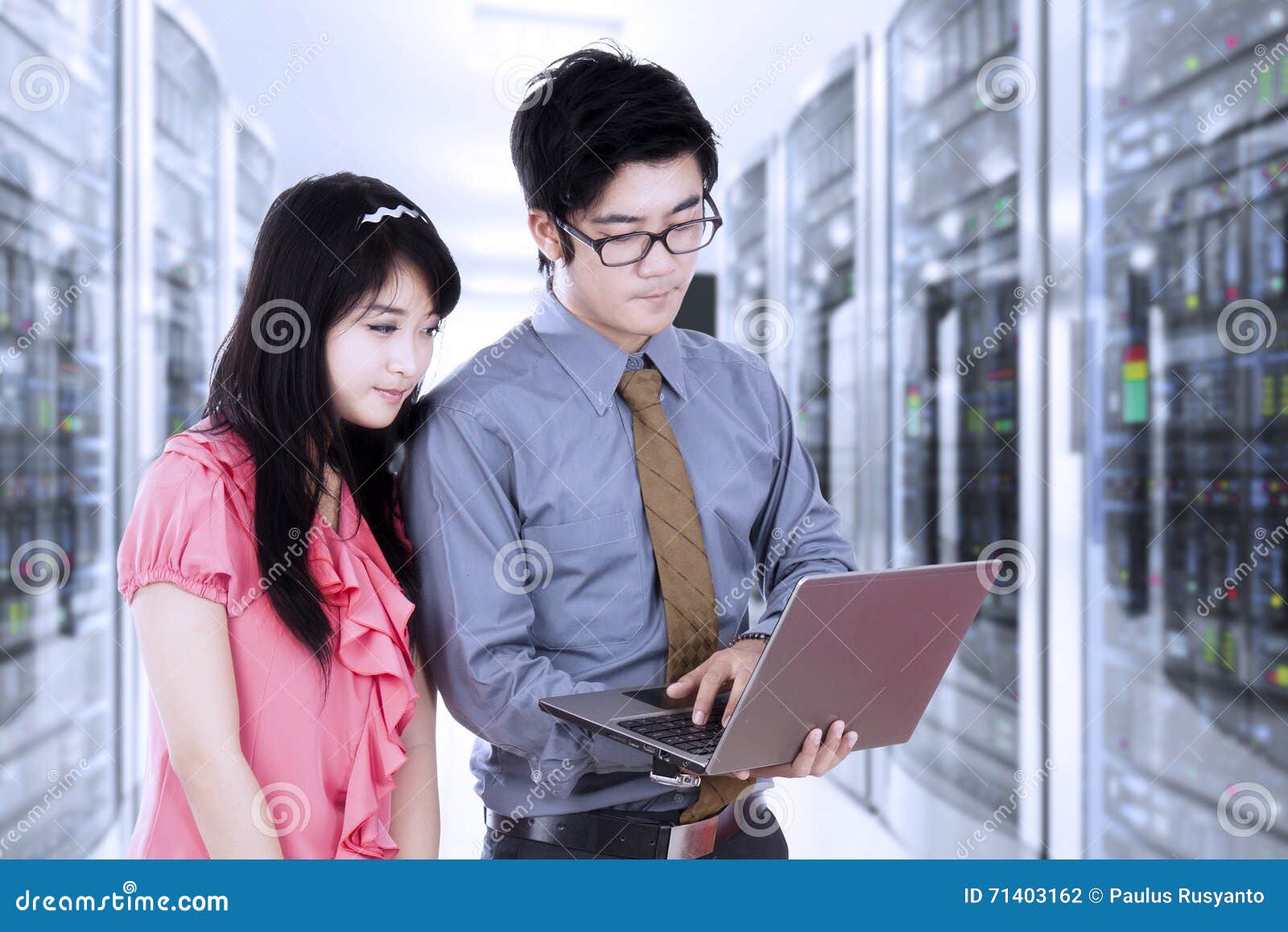 Asian Workers Working in Server Room Stock Photo - Image of hardware ...