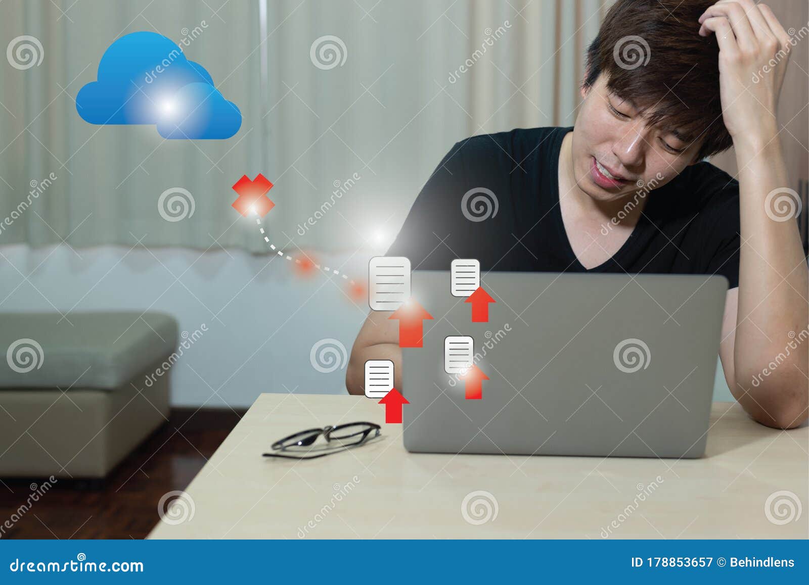 Asian Working Man Who Work from Home Annoying with Bad Internet ...