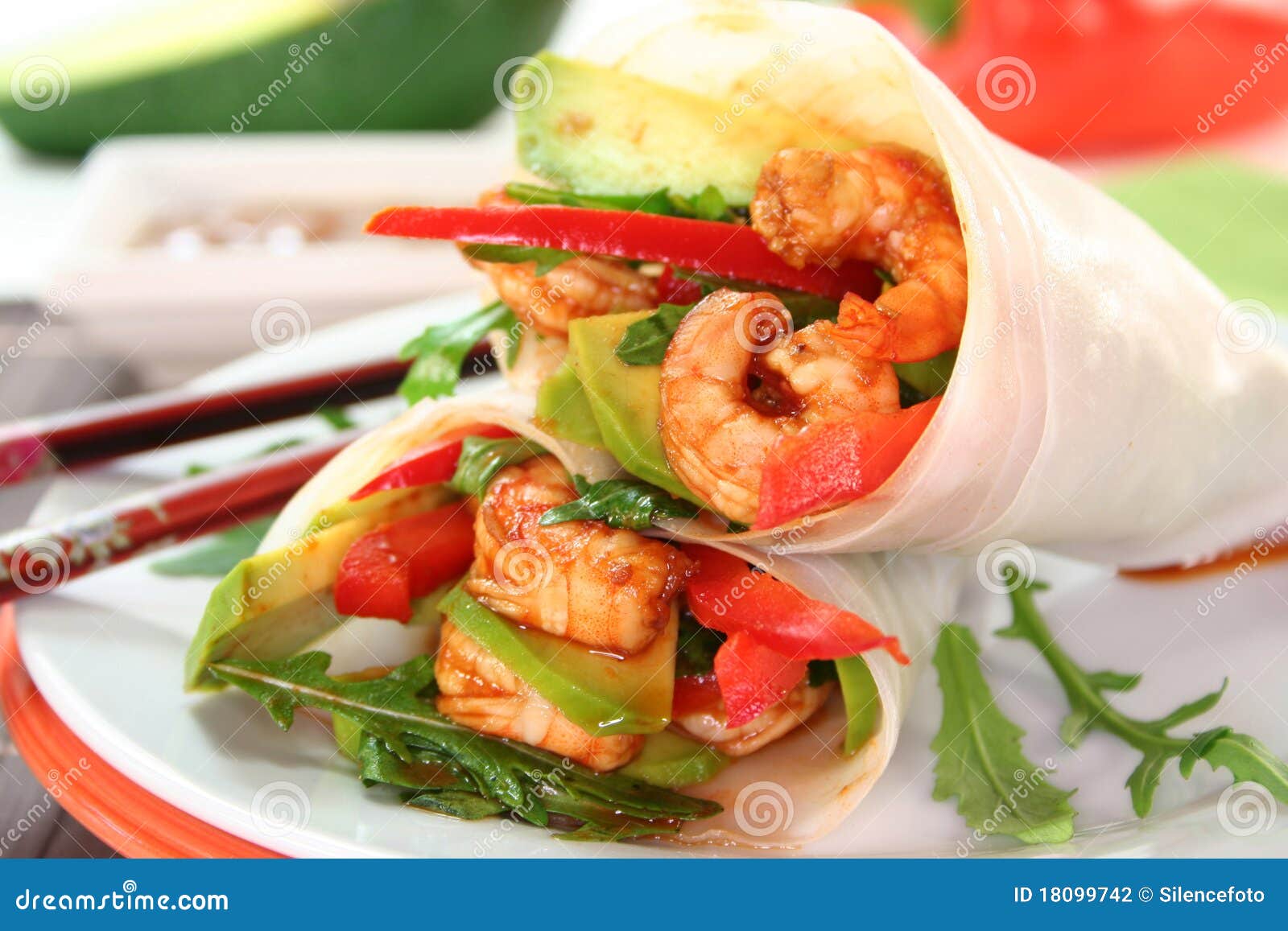 Asian Wrap stock photo. Image of rice, spring, arugula - 18099742